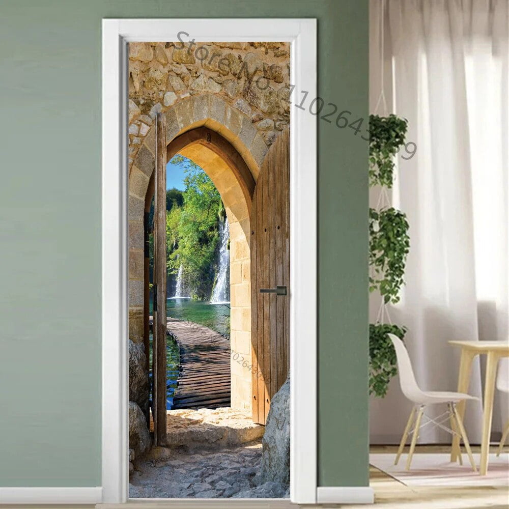 Landscape Arch Door Stickers 3D Removable Self Adhesive Sticker Natural ...