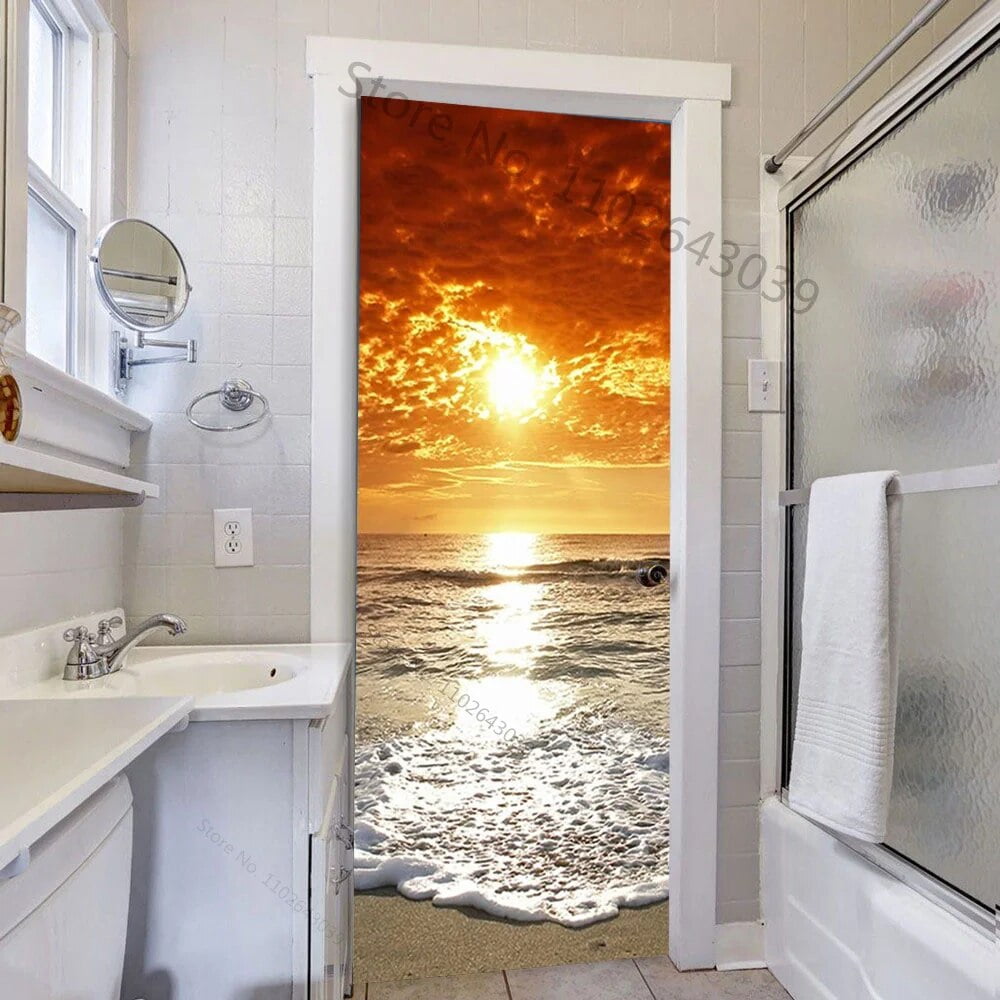 Landscape Arch Door Stickers 3D Removable Self Adhesive Sticker Natural ...