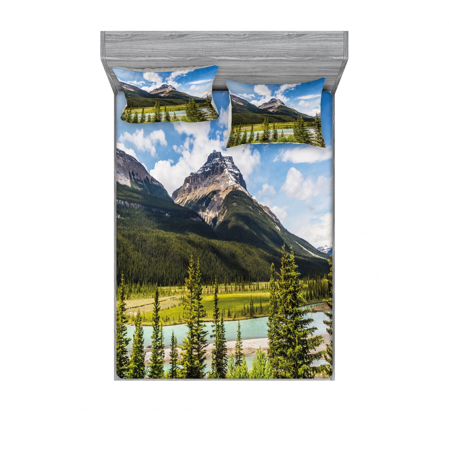 Landscape Bedding Set with Sheet & Covers, Canadian Nature Cliffs High ...