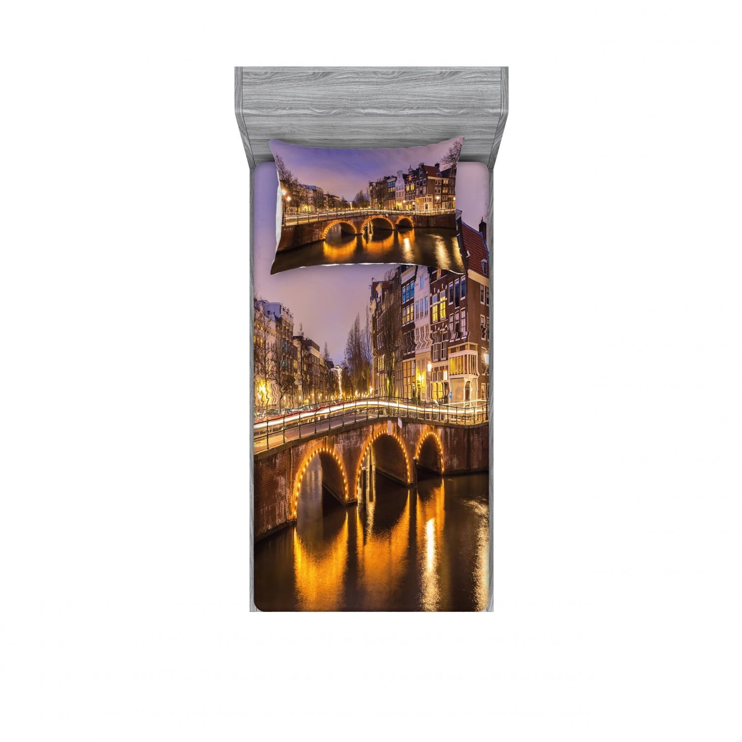 Landscape Bedding Set with Sheet & Covers, Old Historical Bridge in ...