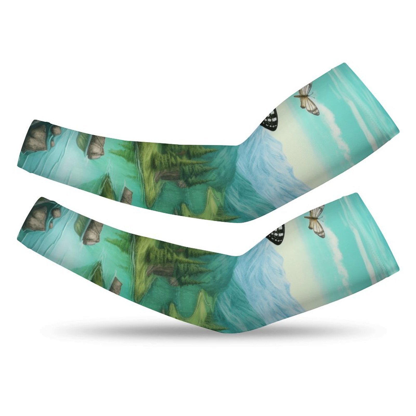 Landscape Butterfly Cooling Arm Sleeves For Men & Women Sunscreen Arm ...
