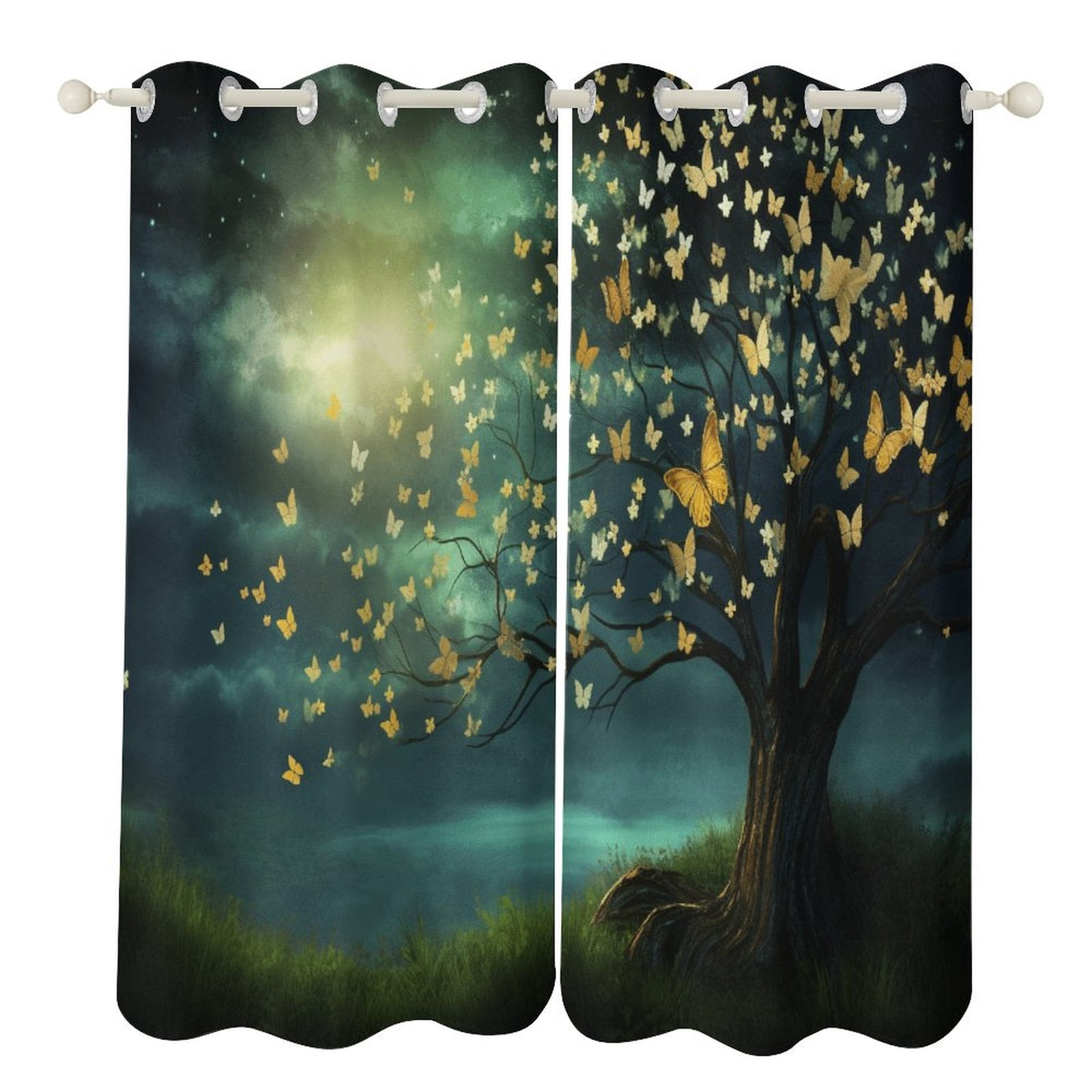 Landscape Butterfly Modern Window for Living Room Curtains for Child ...