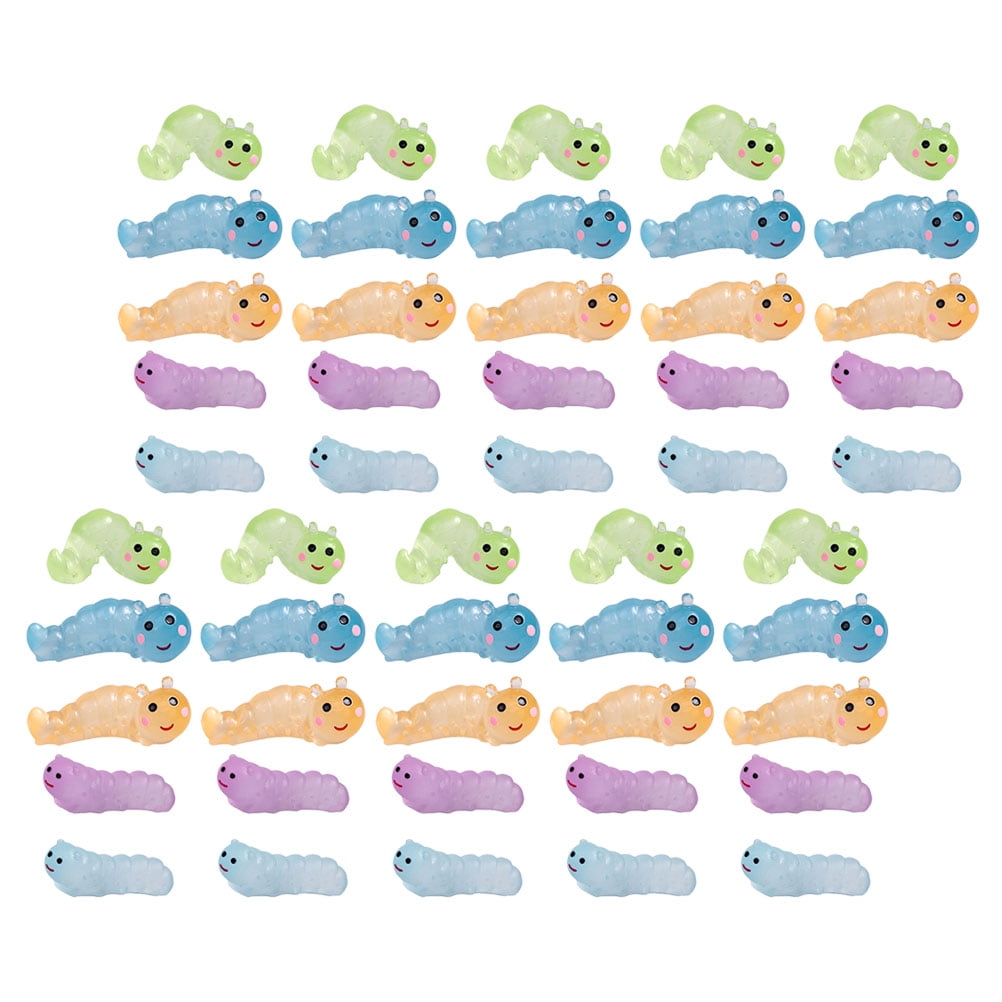 50Pcs Resin Worm Decorations for Micro Landscape Glow in the Dark ...