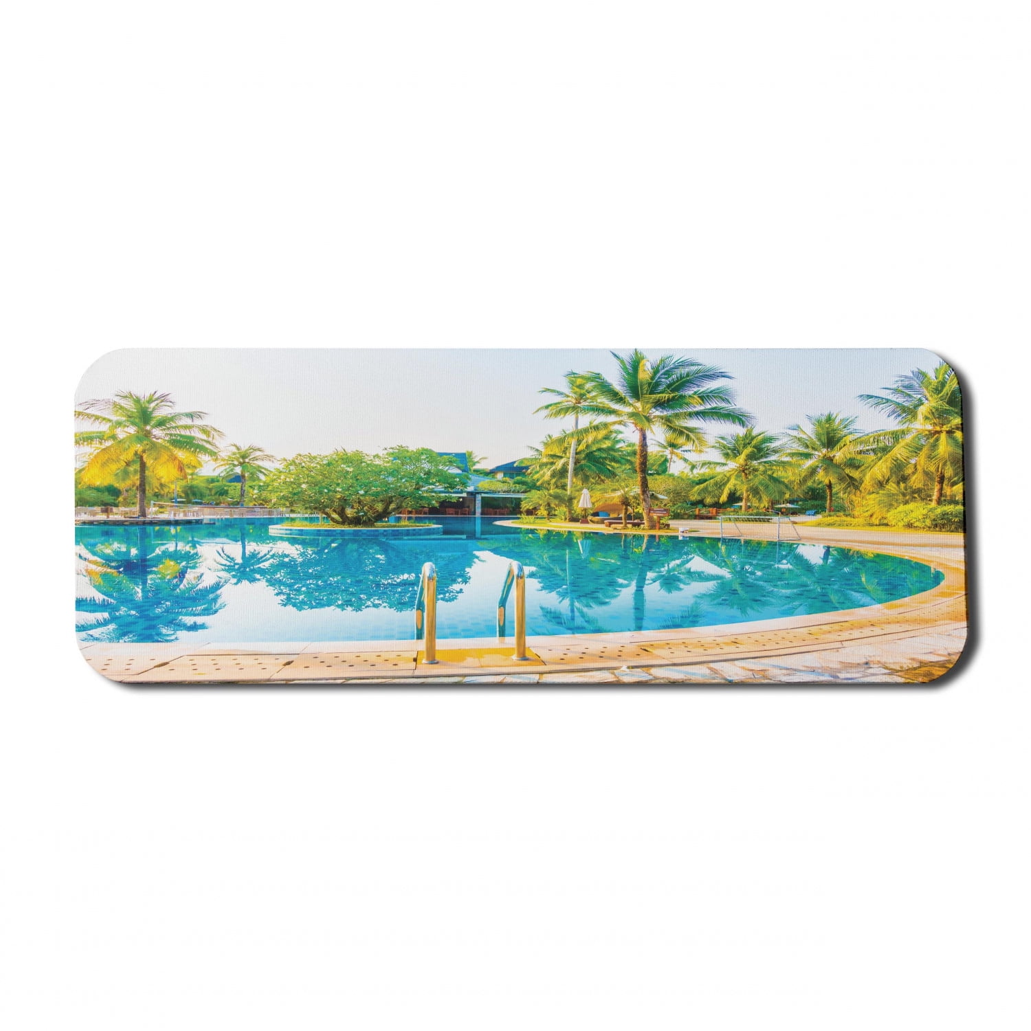 Landscape Computer Mouse Pad, Umbrella and Chair Around the Round Pool ...