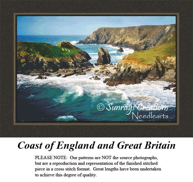 Landscape Cross Stitch Pattern | Coast of England and Great Britain ...