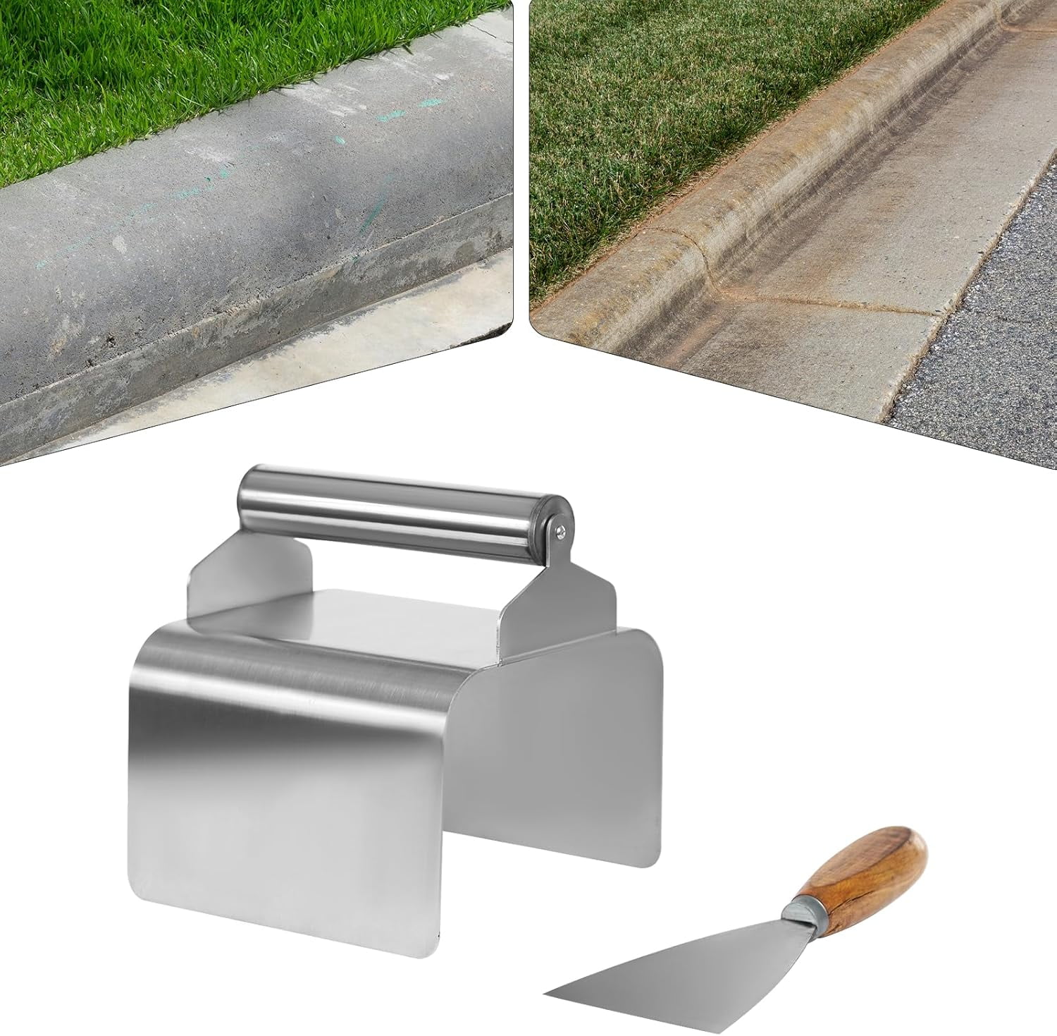 Landscape Curb Trowel, 201 Stainless Steel Concrete Curbing Trowel 5.9” x 7.24” x 4” Concrete ...