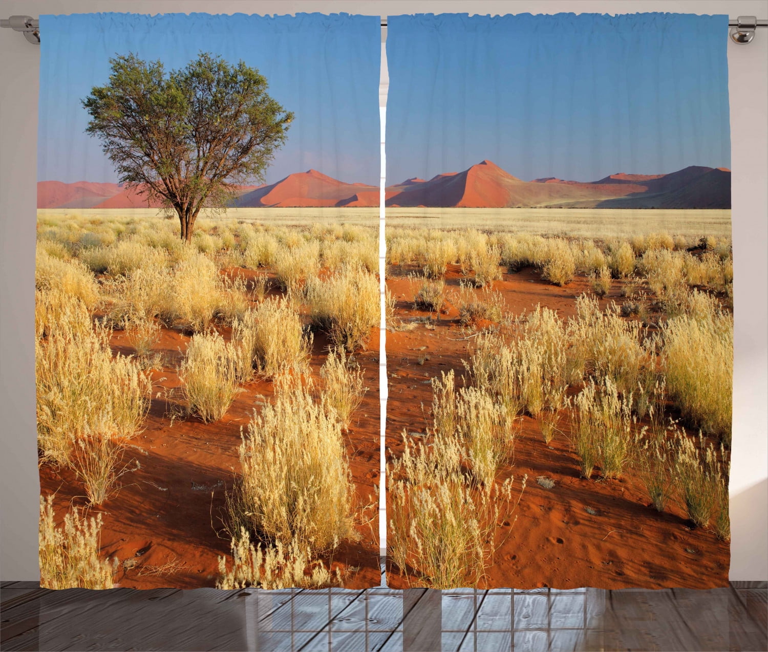 Ambesonne Landscape Curtains 2 Panel Set, South Africa Desert, 108" x ...