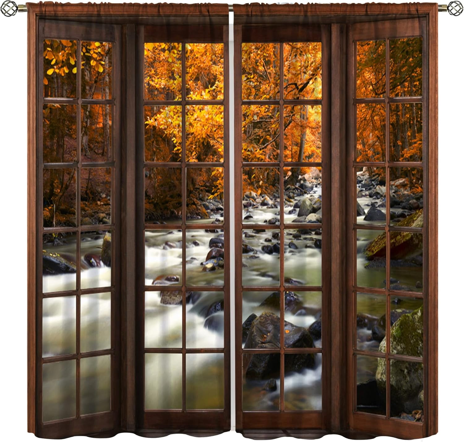 Landscape Curtains,Nature 3D Scenery View Window Treatments for Living ...