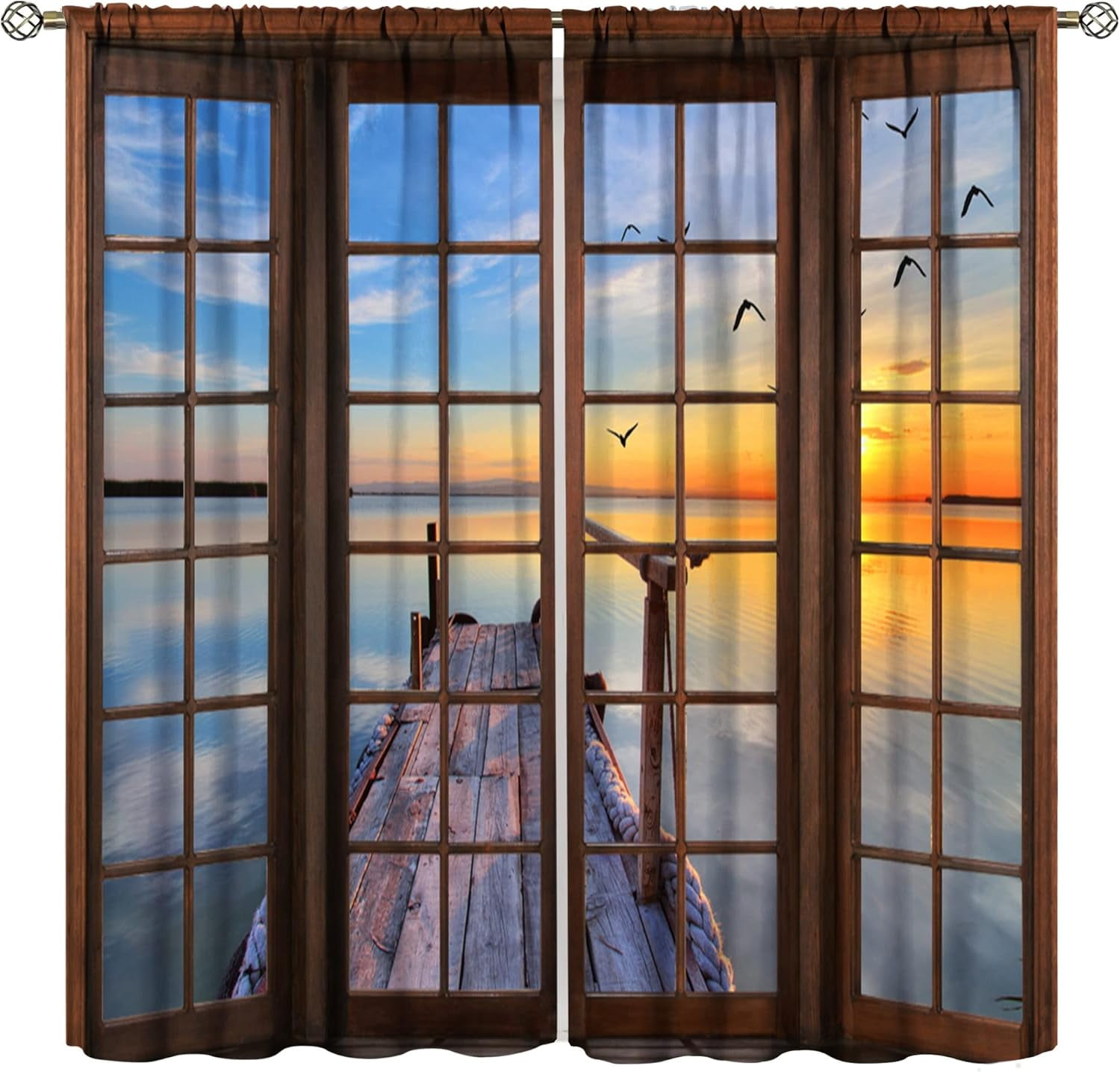 Landscape Curtains,Nature 3D Scenery View Window Treatments for Living ...