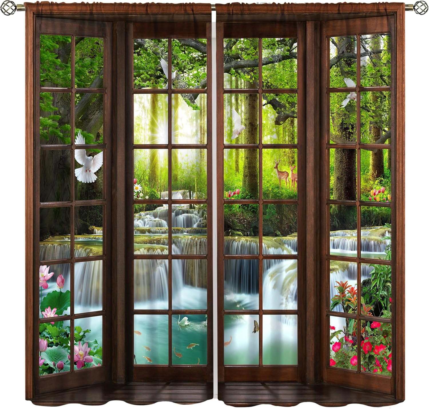 Landscape Curtains,Nature 3D Scenery View Window Treatments for Living ...