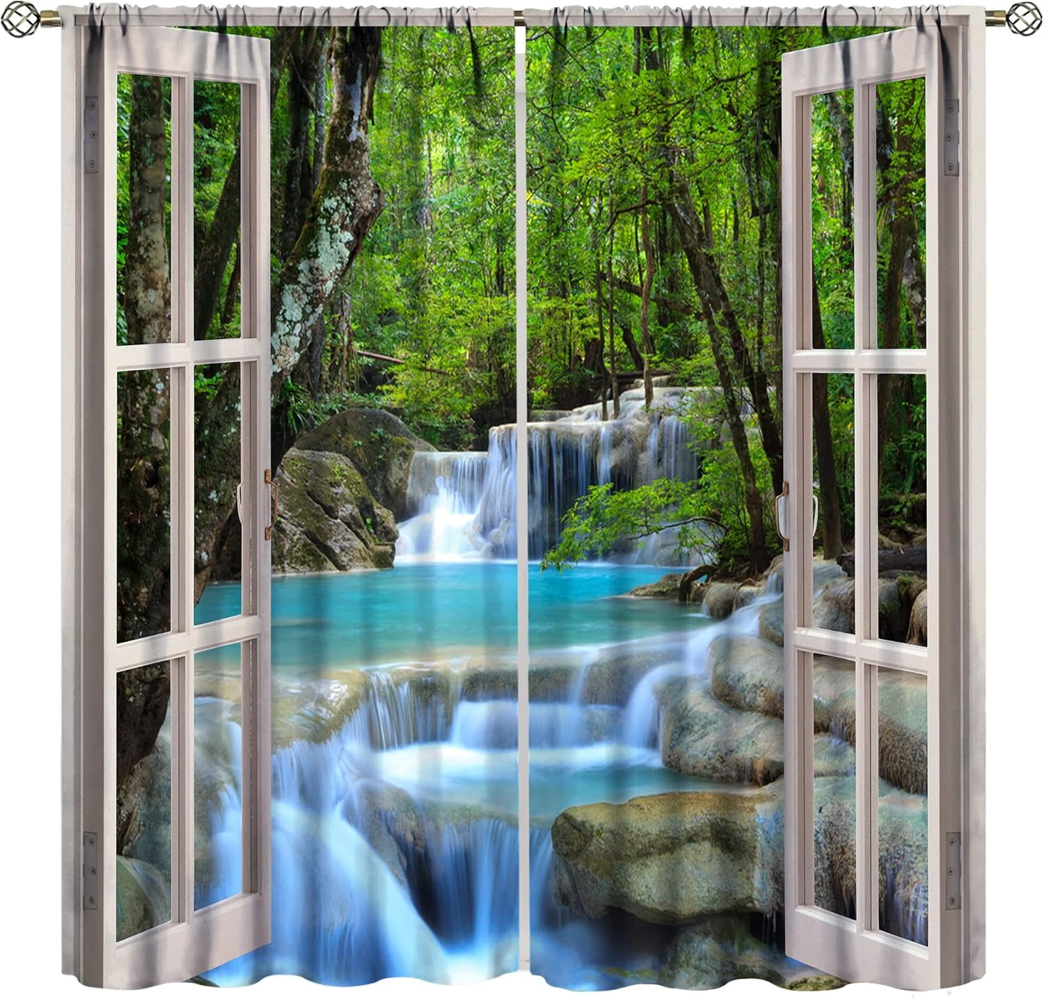 Landscape Curtains,Nature 3D Scenery View Window Treatments for Living ...