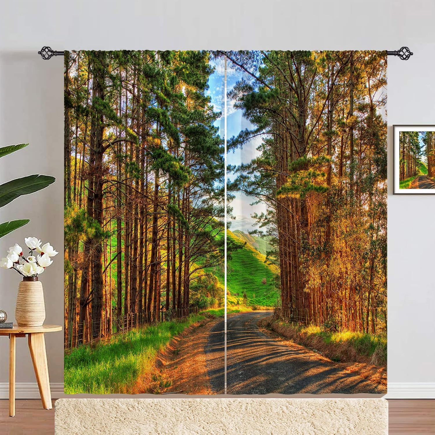 Landscape Curtains Nature Scenery Theme Window Drapes with Sunset ...
