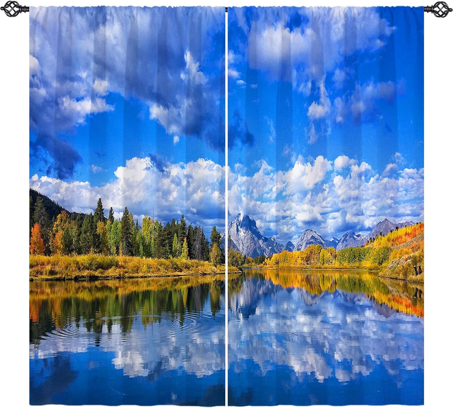 Landscape Curtains Rod Pocket Blackout Room Darkening Curtains with ...