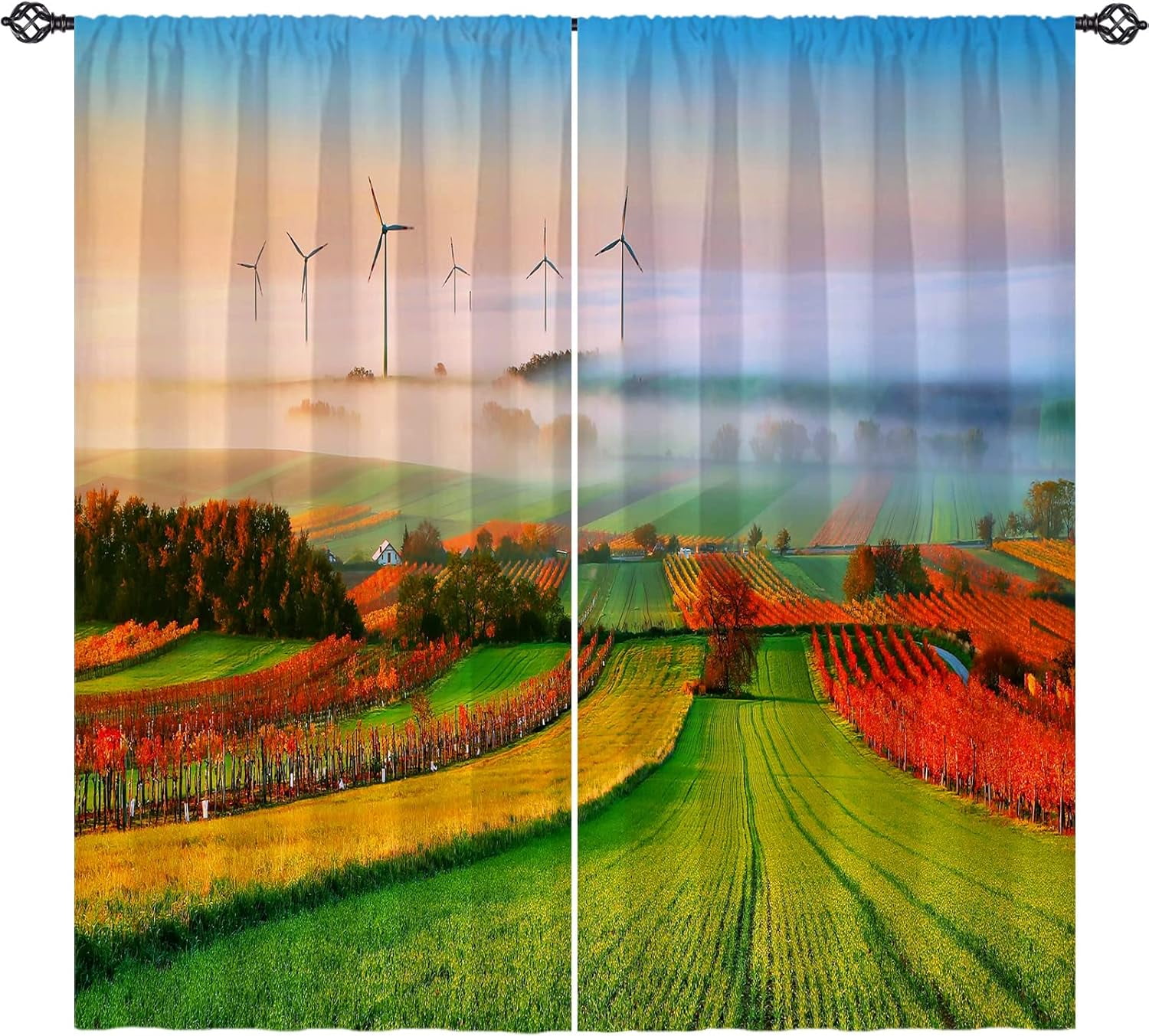 Landscape Curtains Rod Pocket Blackout Room Darkening Curtains with ...