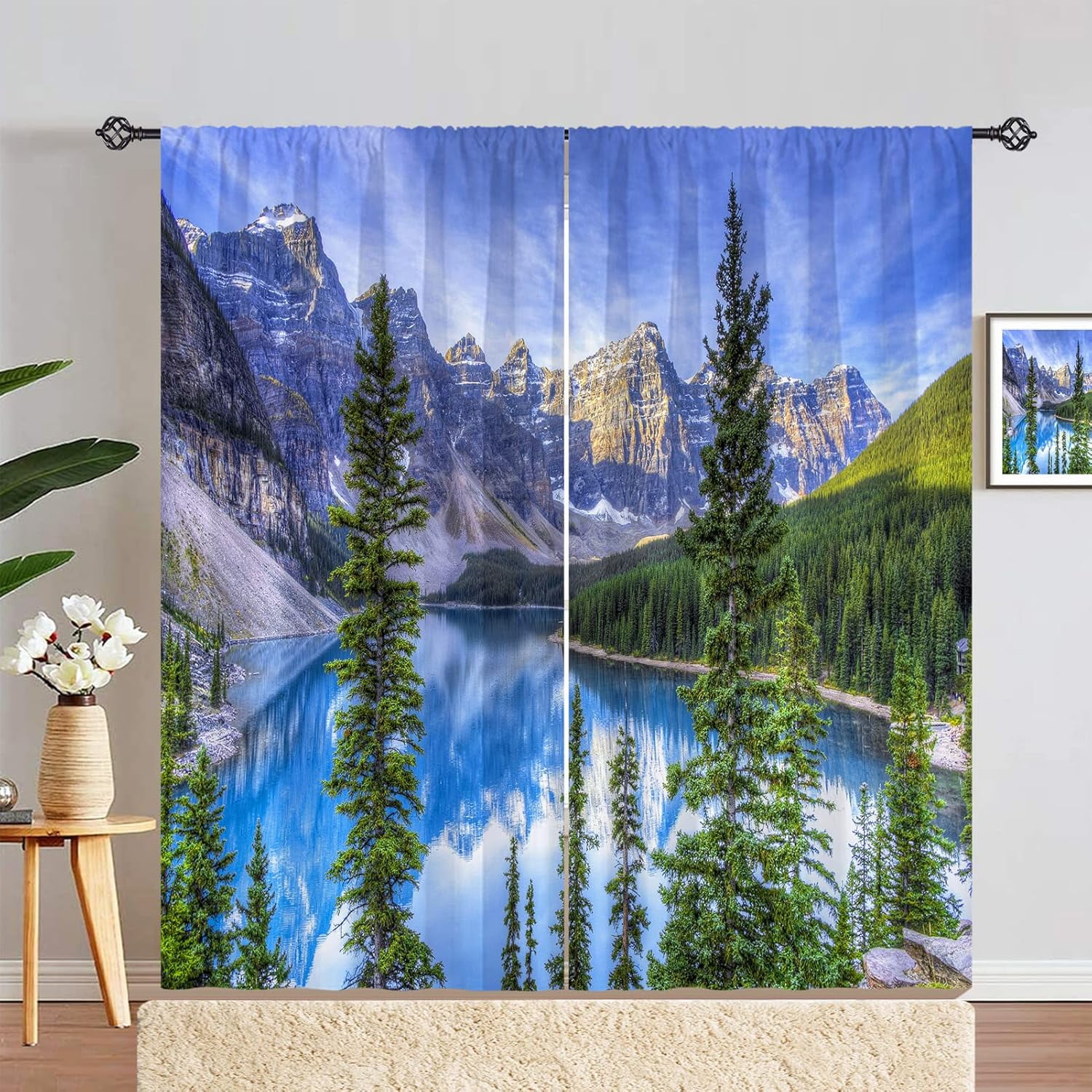 Landscape Curtains Rod Pocket Blackout Room Darkening Curtains with ...