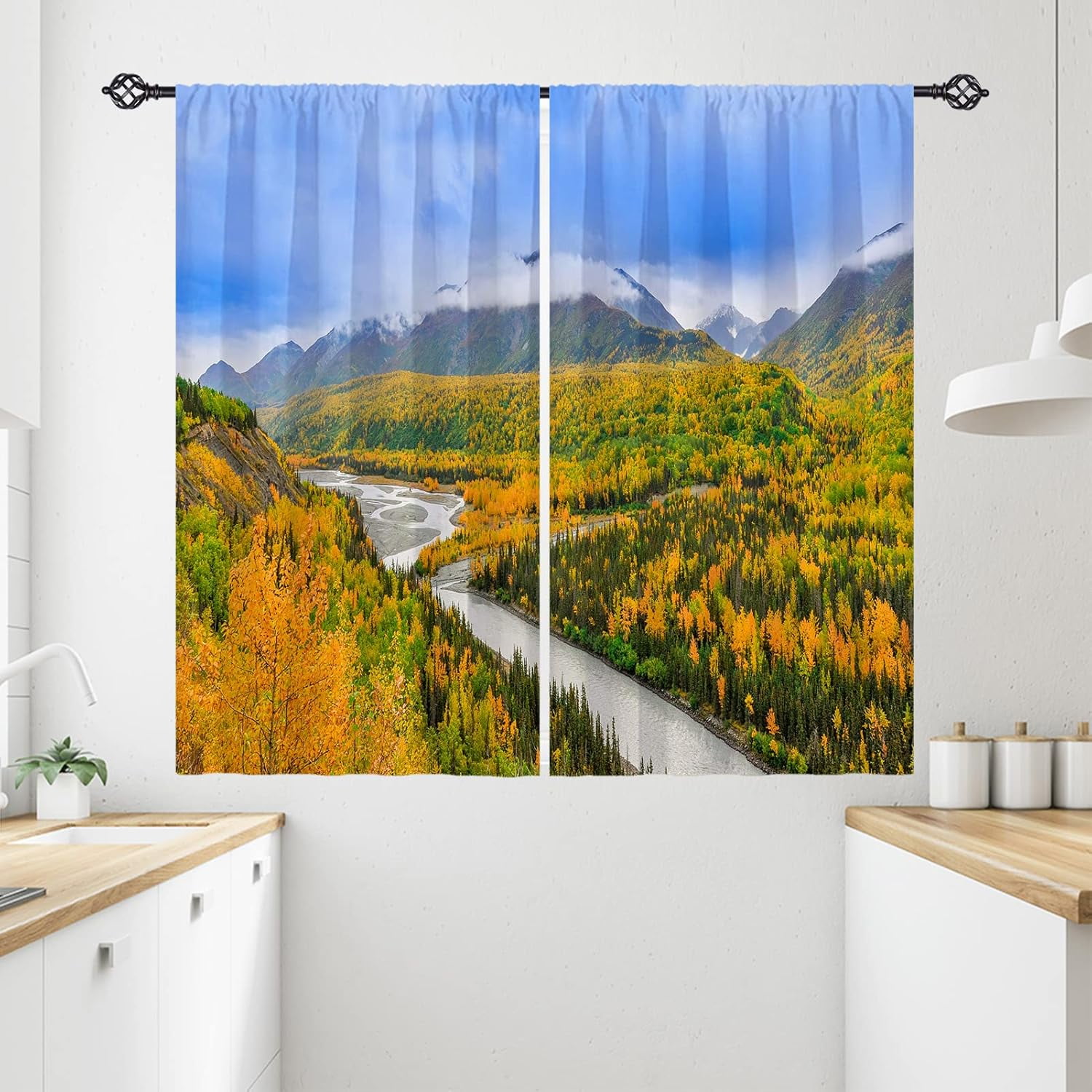 Landscape Curtains Rod Pocket Blackout Room Darkening Curtains with ...