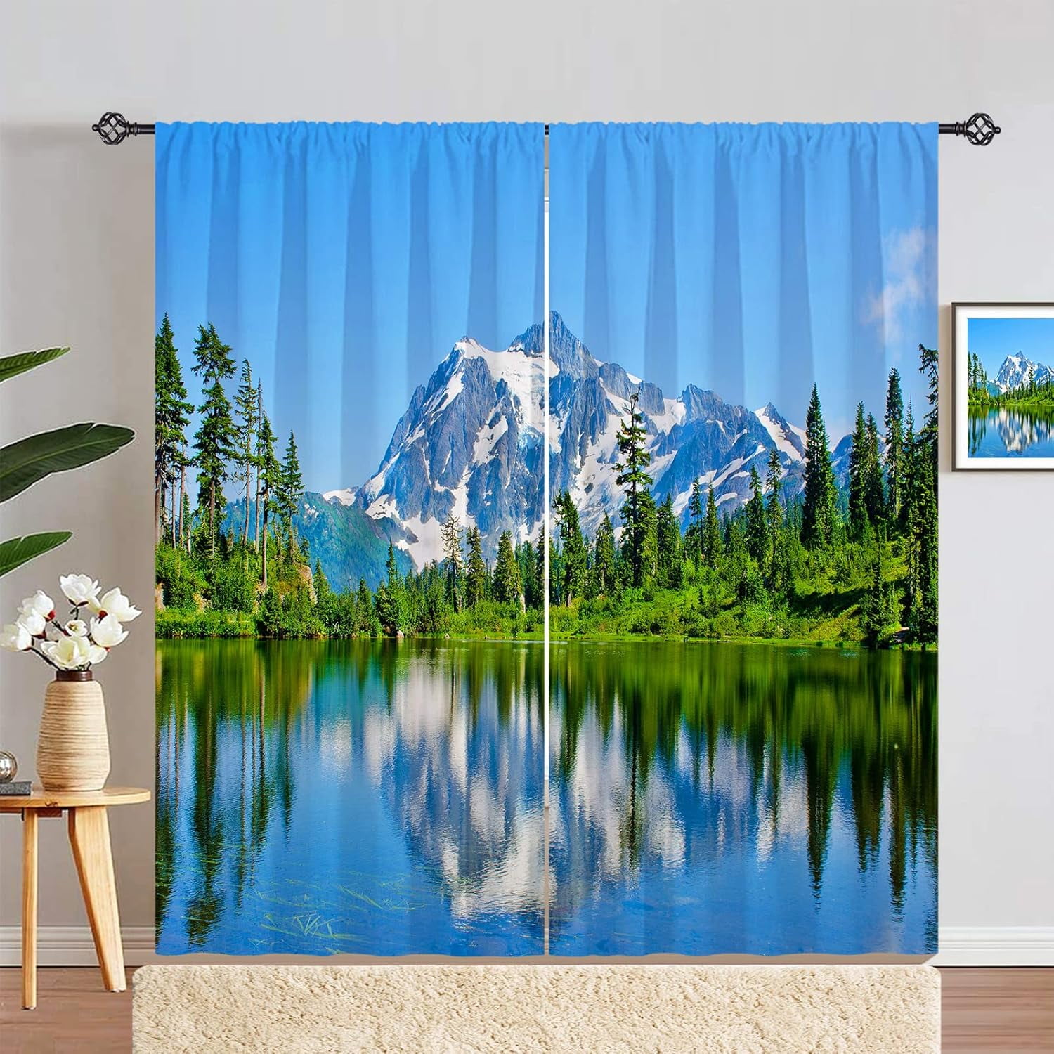 Landscape Curtains Rod Pocket Blackout Room Darkening Curtains with ...