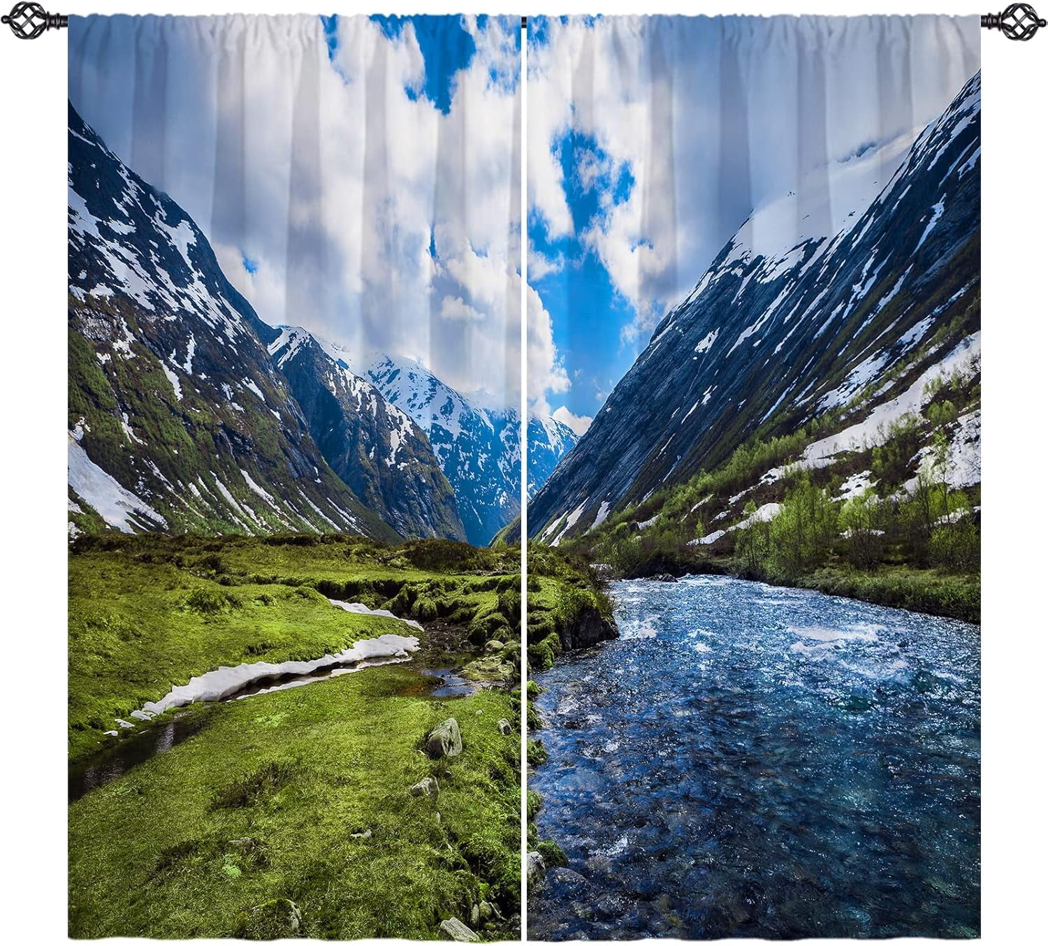 Landscape Curtains Rod Pocket Blackout Room Darkening Curtains with ...