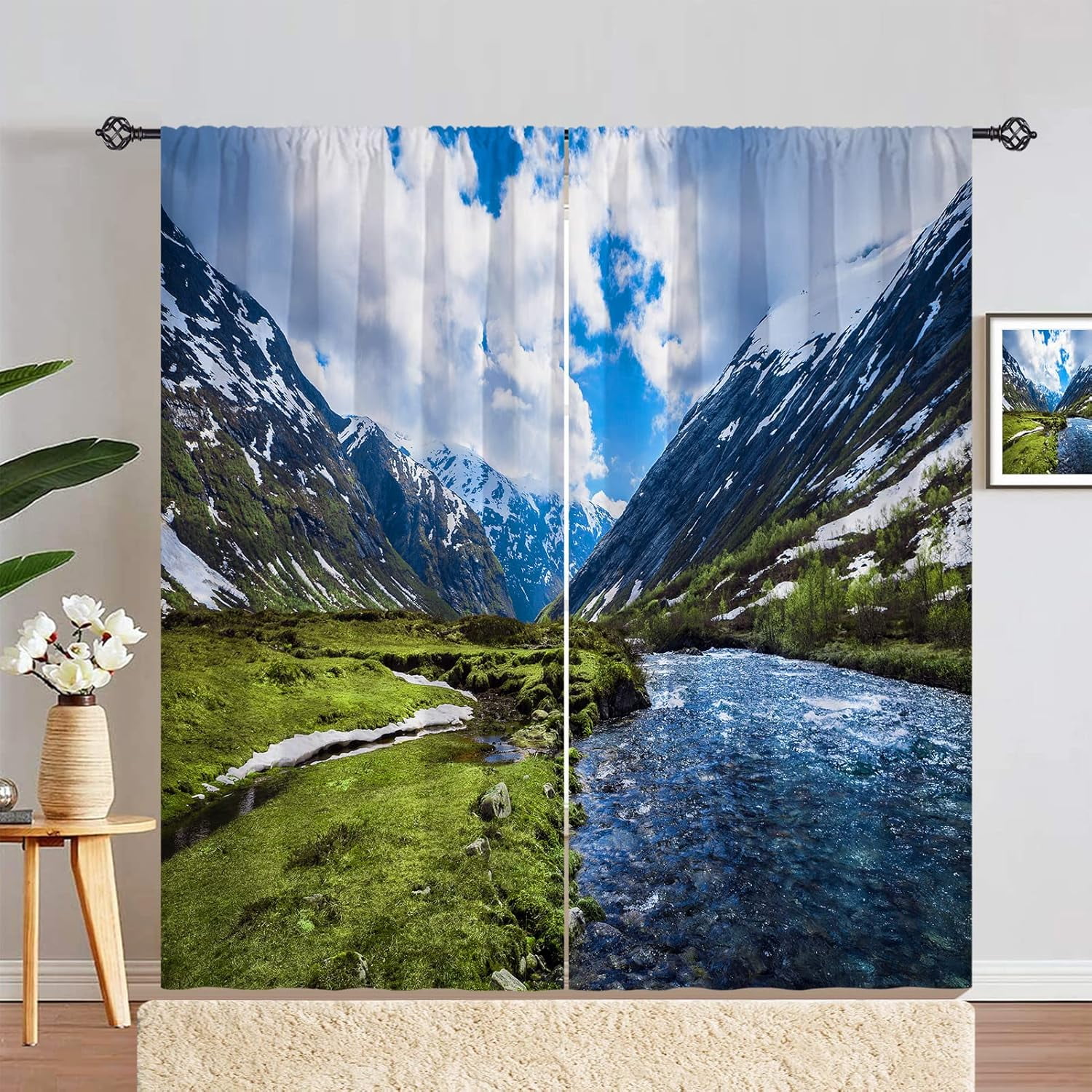 Landscape Curtains Rod Pocket Blackout Room Darkening Curtains with ...