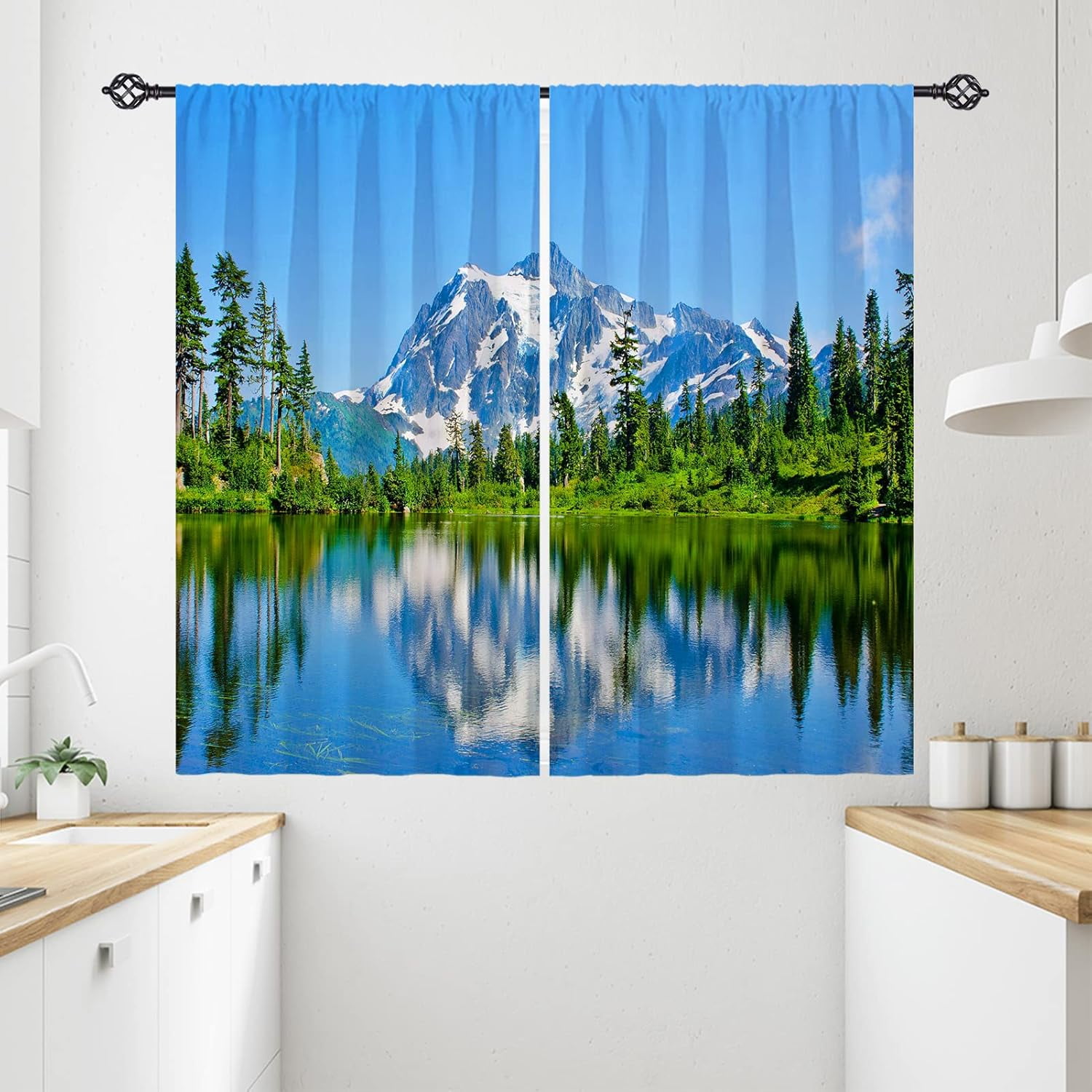 Landscape Curtains Rod Pocket Blackout Room Darkening Curtains with ...