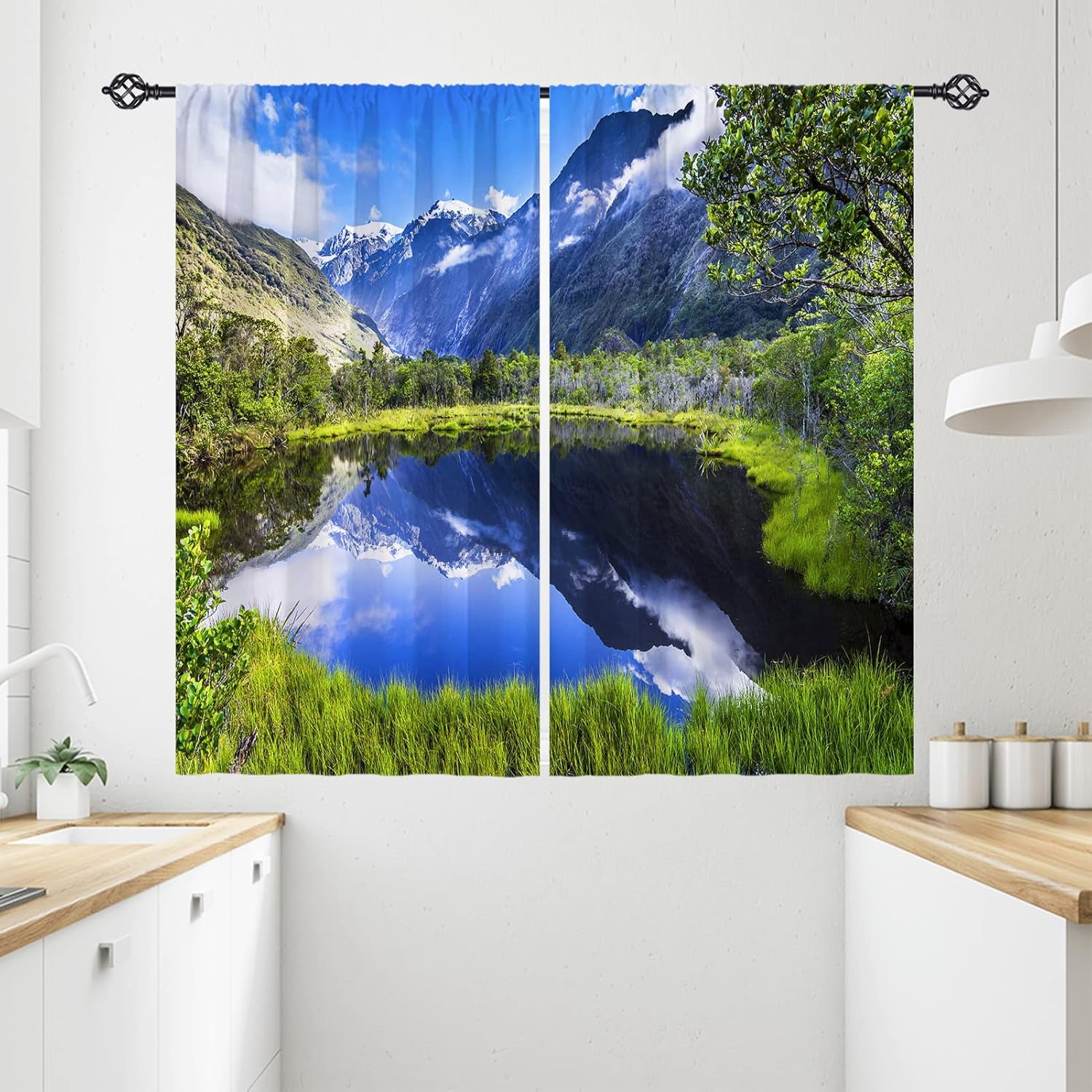 Landscape Curtains Rod Pocket Blackout Room Darkening Curtains with ...