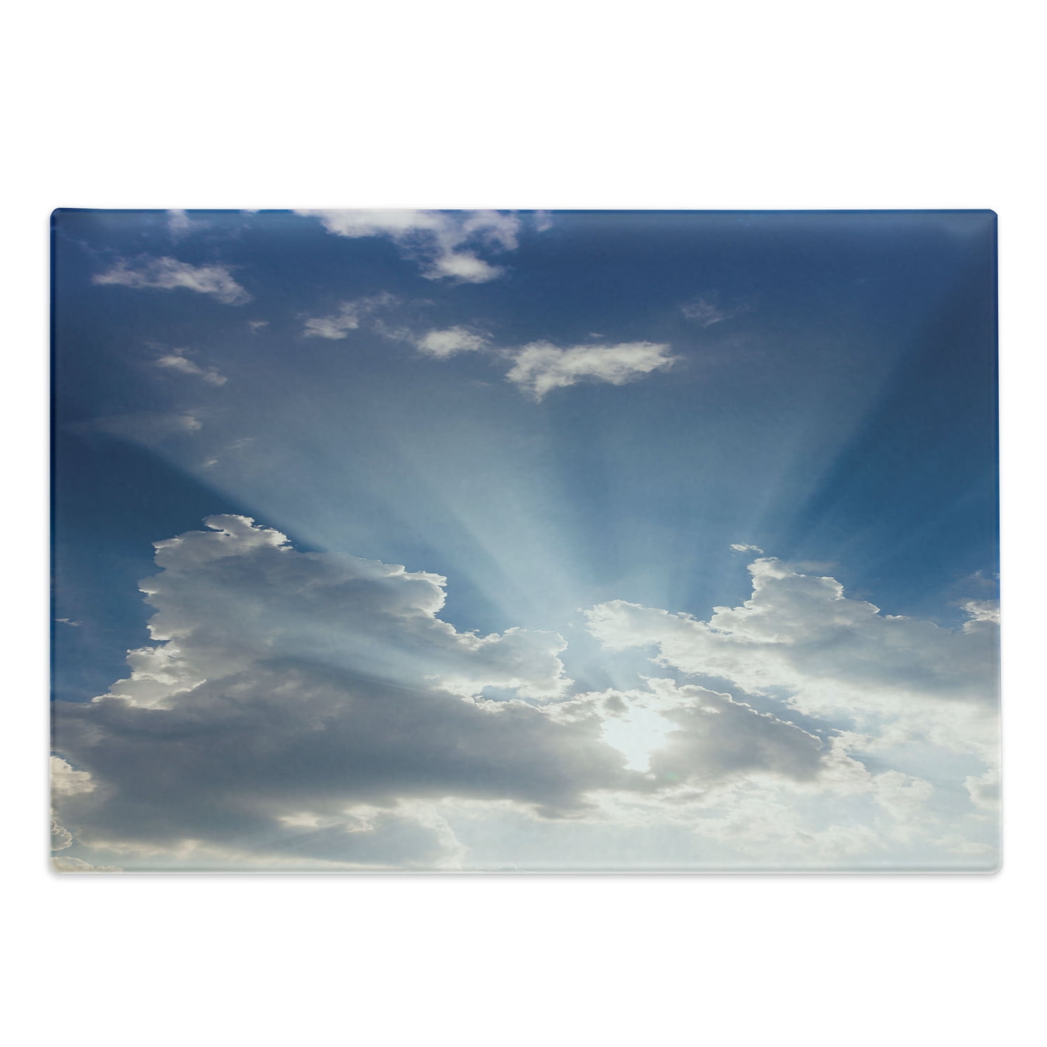Landscape Cutting Board, Big Sunbeam Coming out of Clouds Sunny Day ...