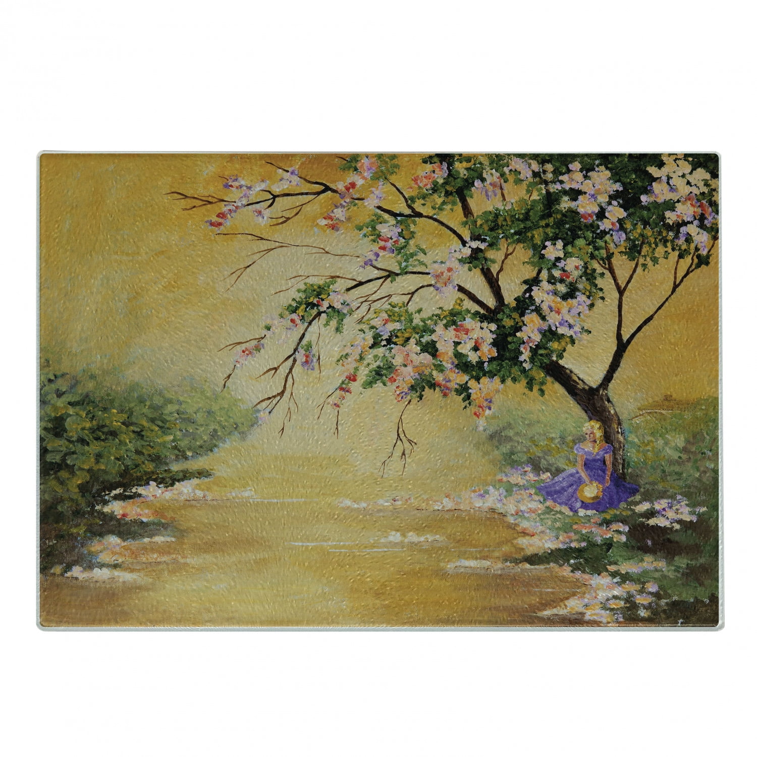 Landscape Cutting Board, Oil Painting Acrylic Like Image Flower Petal ...