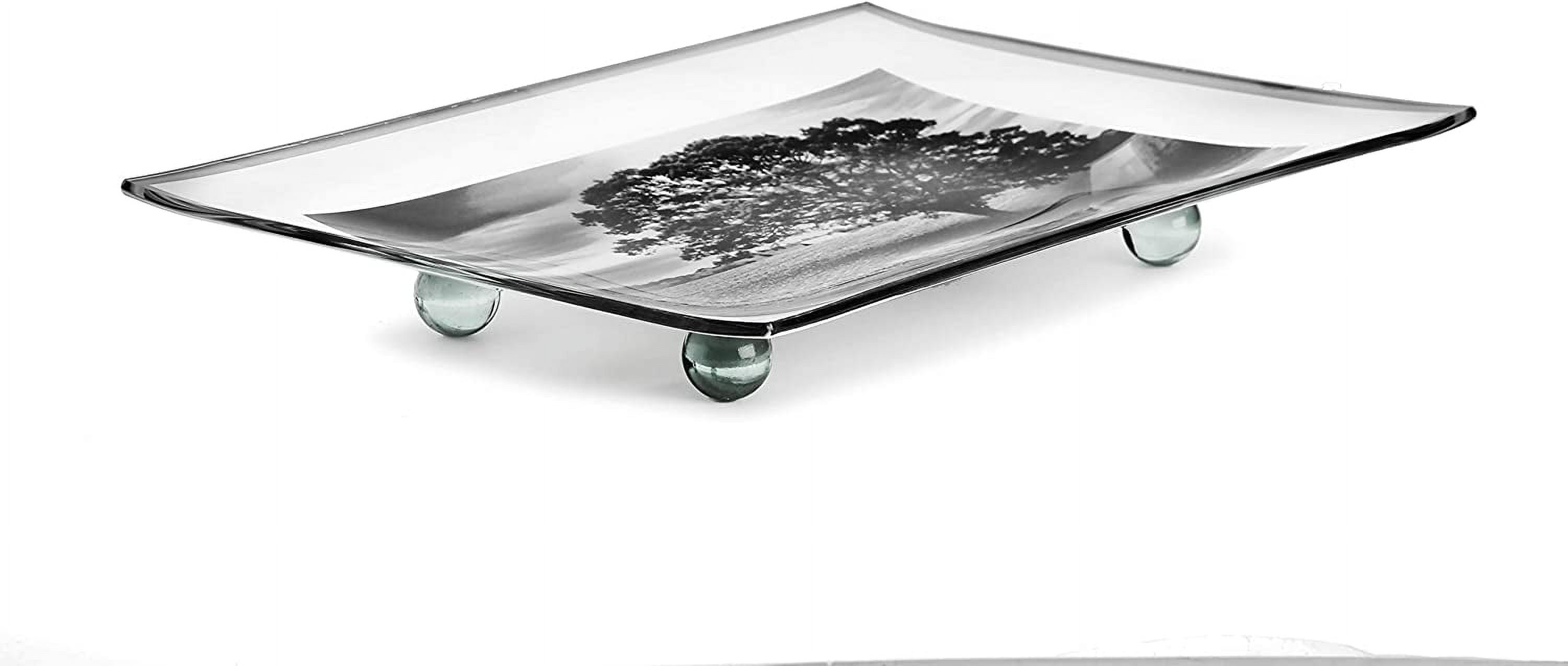 Landscape Design Rectangular Tempered Glass Serving Tray on Glass Legs ...