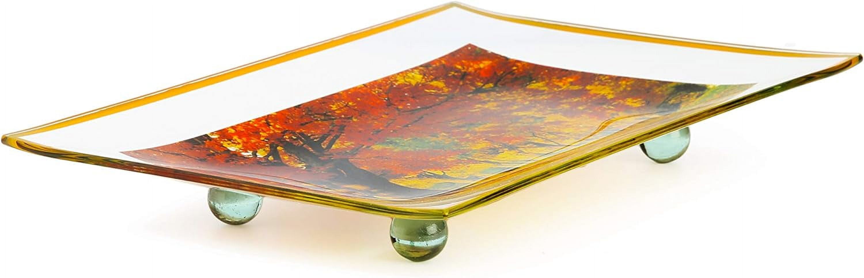 Landscape Design Rectangular Tempered Glass Serving Tray on Glass Legs ...
