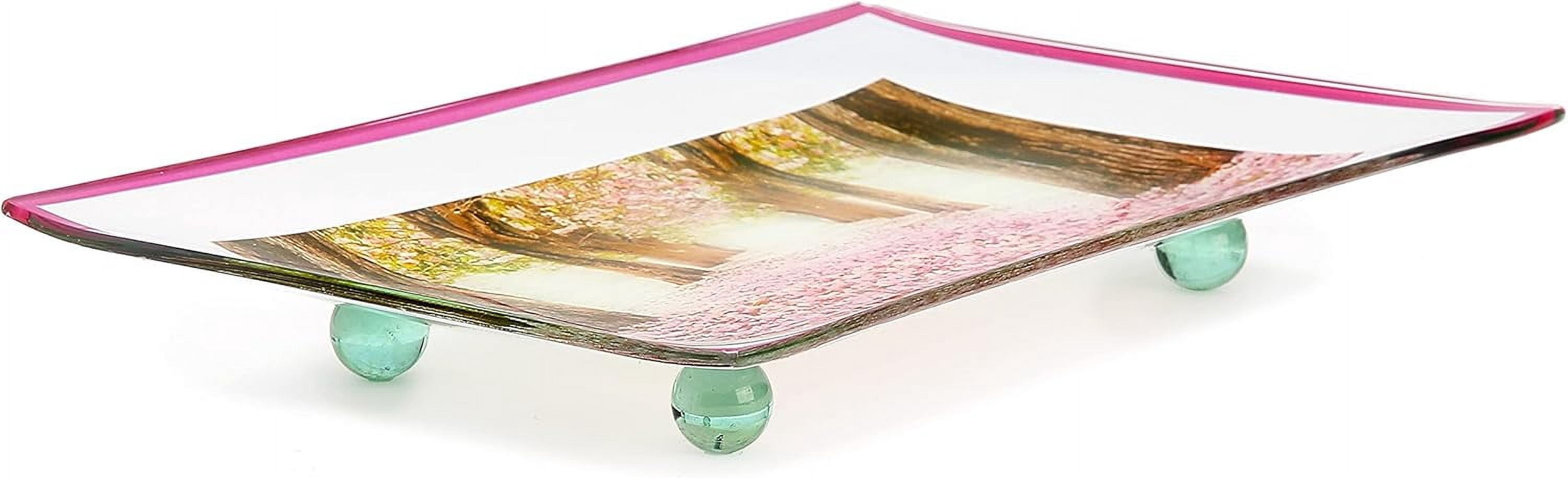 Landscape Design Rectangular Tempered Glass Serving Tray on Glass Legs ...
