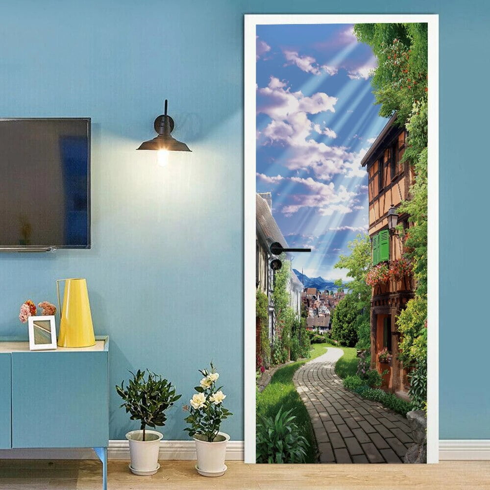Landscape Door Stickers 3D Removable Self Adhesive Sticker Natural ...