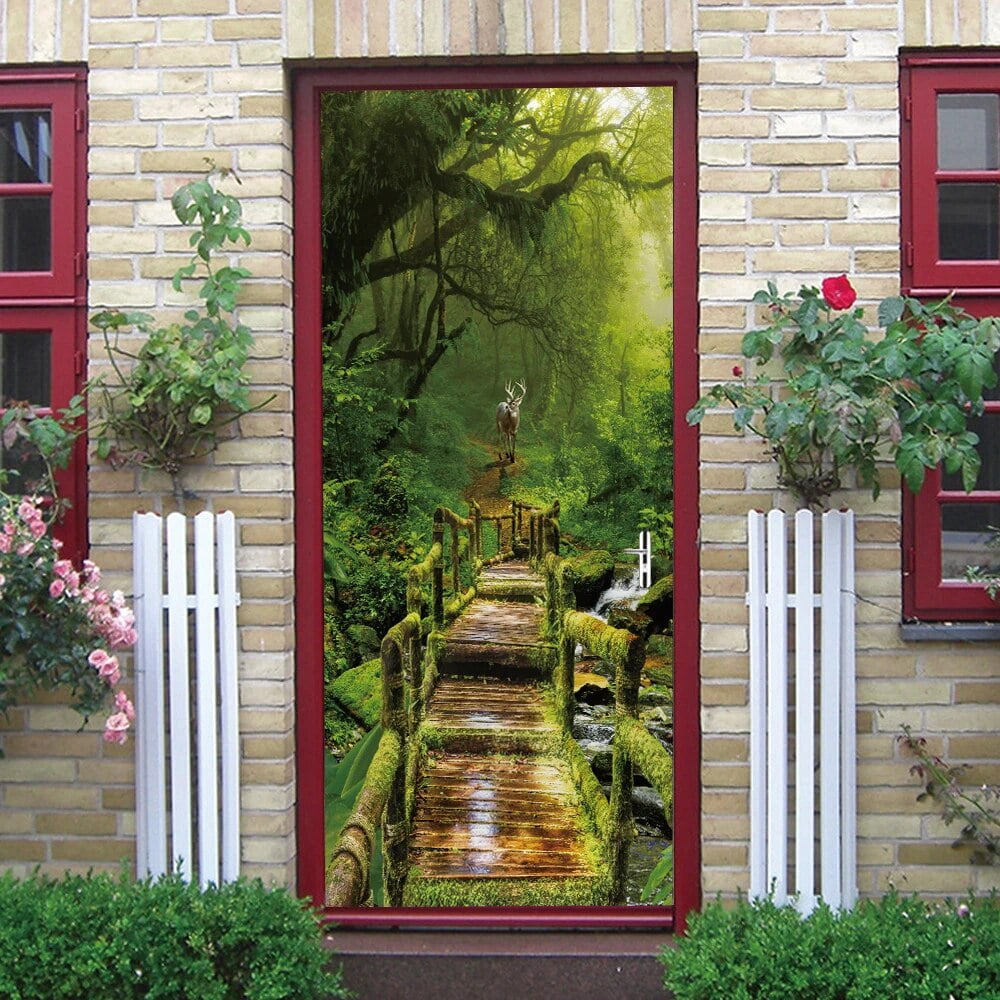 Landscape Door Stickers 3D Removable Self Adhesive Sticker Natural ...