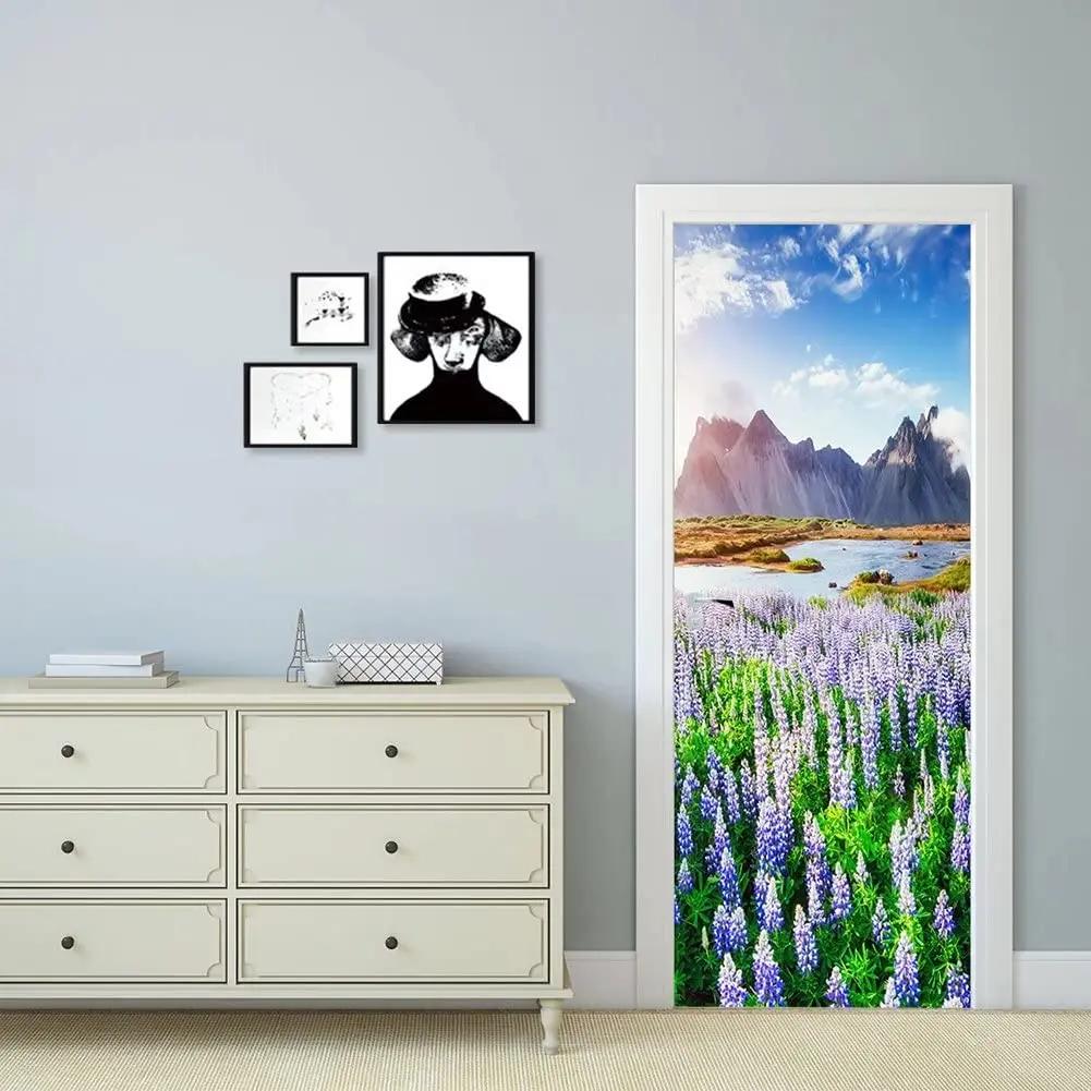 Landscape Door Stickers Wallpaper Nature Mountain Scenery Doors Murals ...