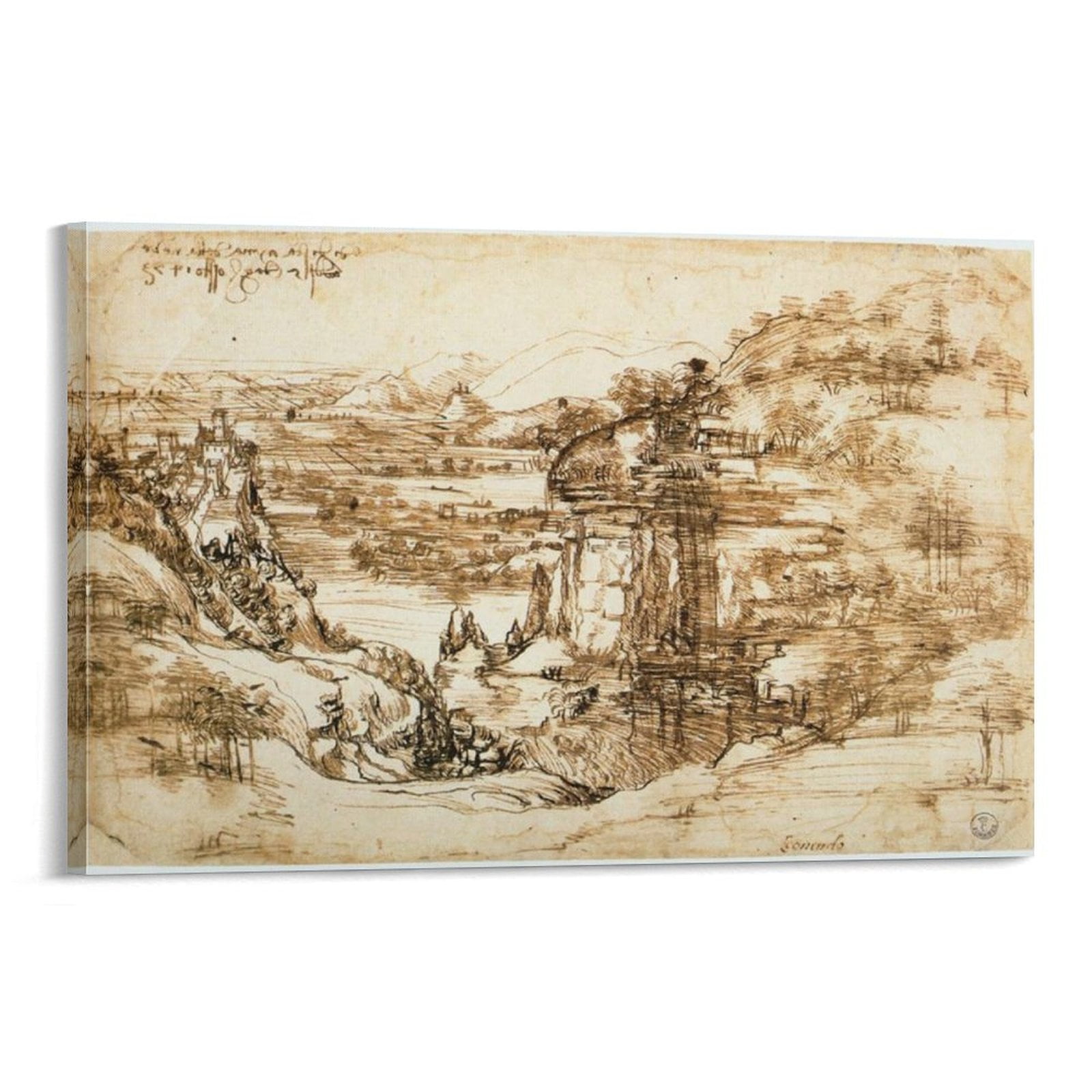 Landscape Drawing for Santa Maria Della Neve by Leonardo Da Vinci ...