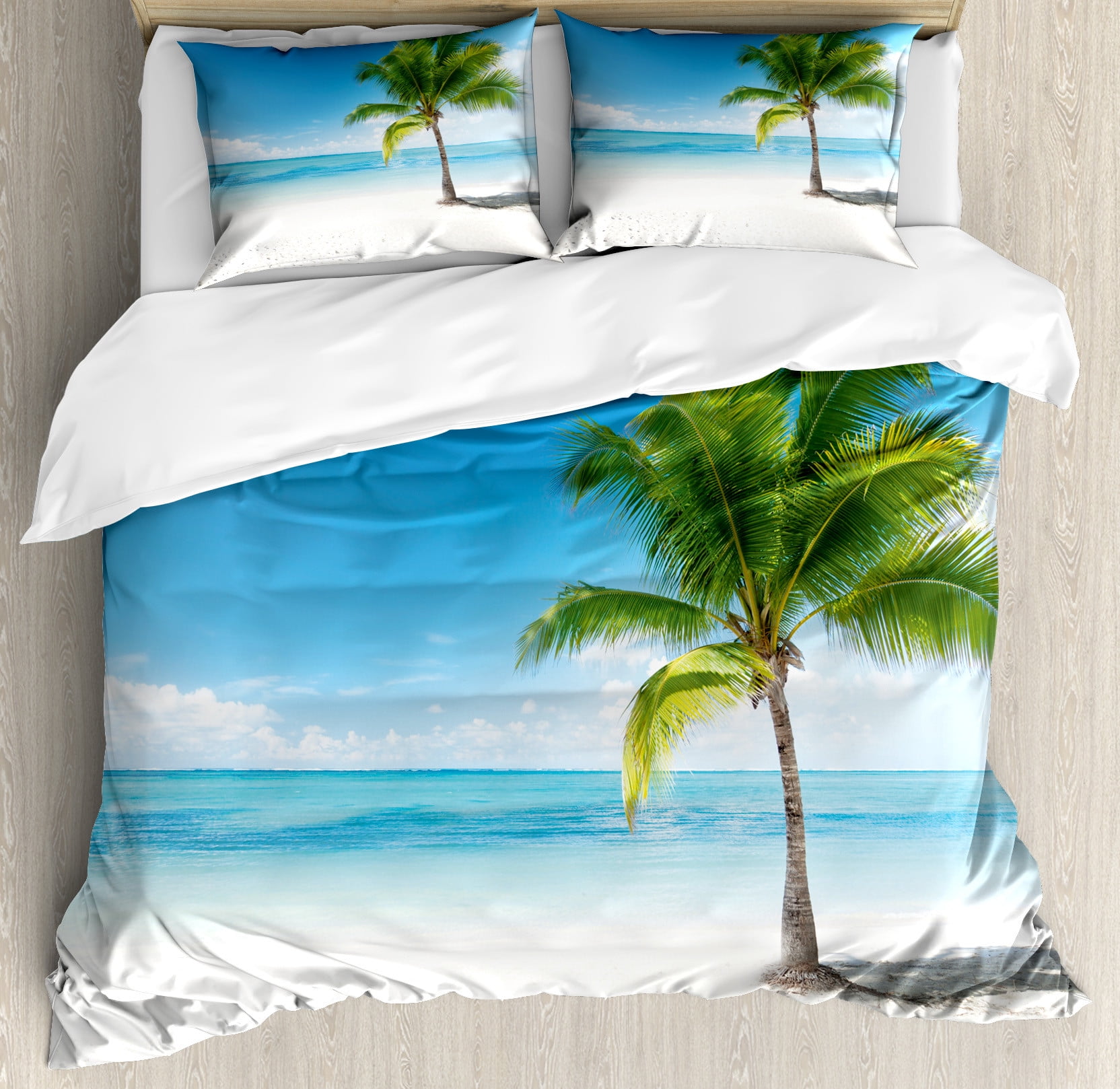 Landscape Duvet Cover Set, Caribbean Maldives Beach Island Sea Ocean ...