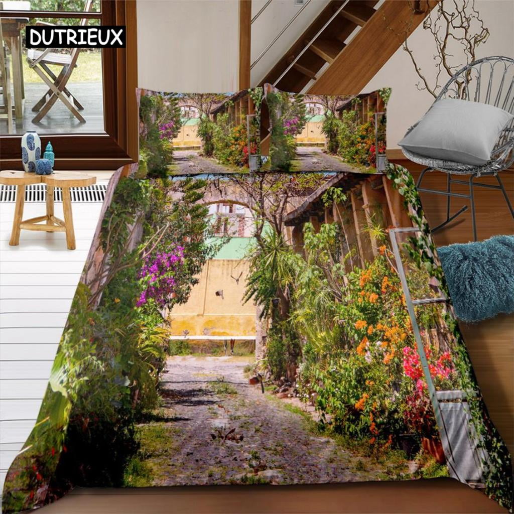 Landscape Duvet Cover Set Fake Window 3D Print Scenery Bedding Set ...