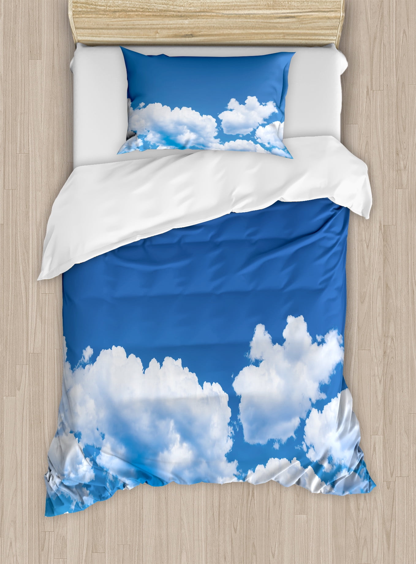 Landscape Duvet Cover Set, Floating Clouds in the Sky on a Sunny Day ...