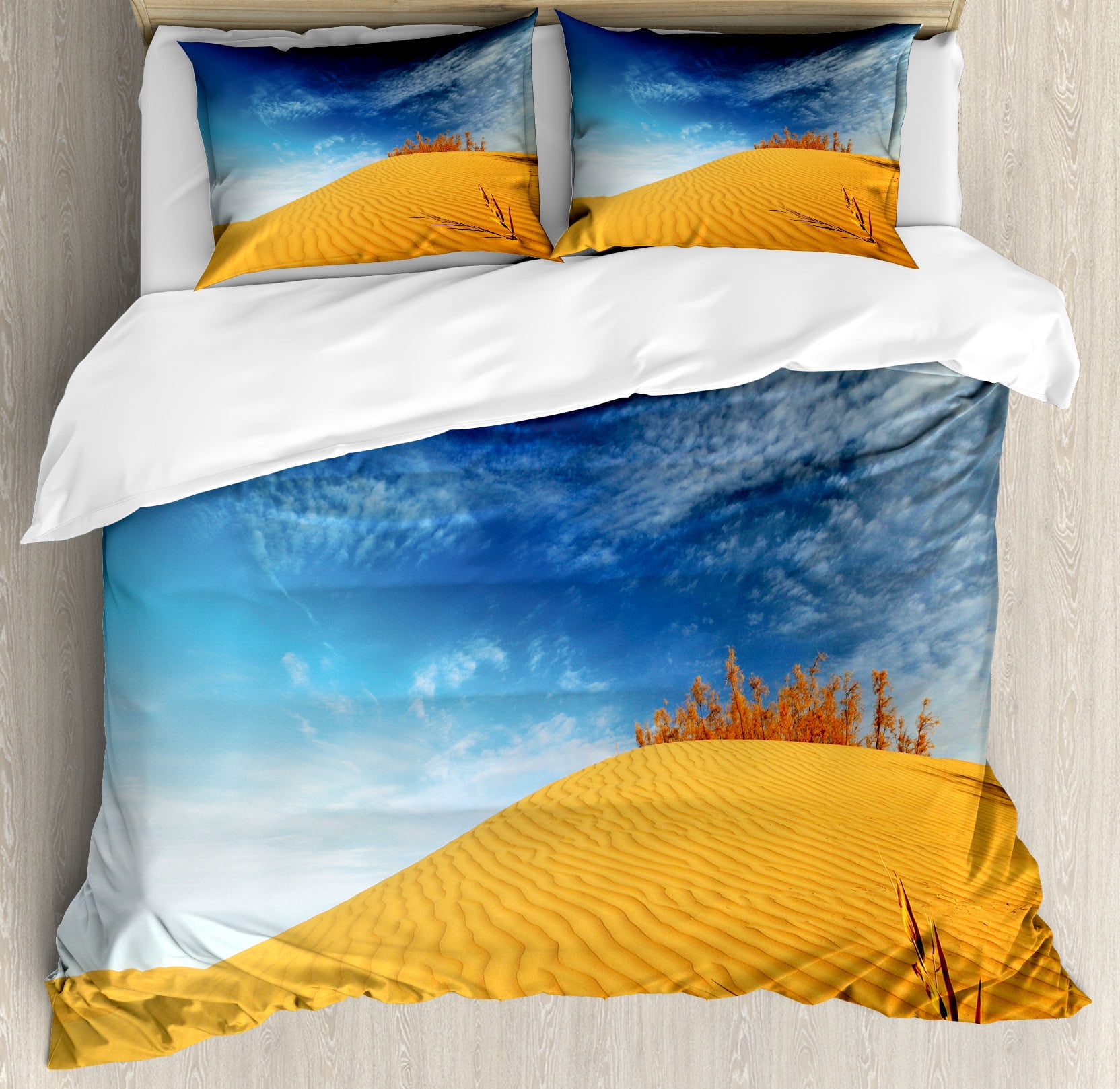 Landscape Duvet Cover Set, Hot Desert Sand Dunes and Dry Plants Open ...