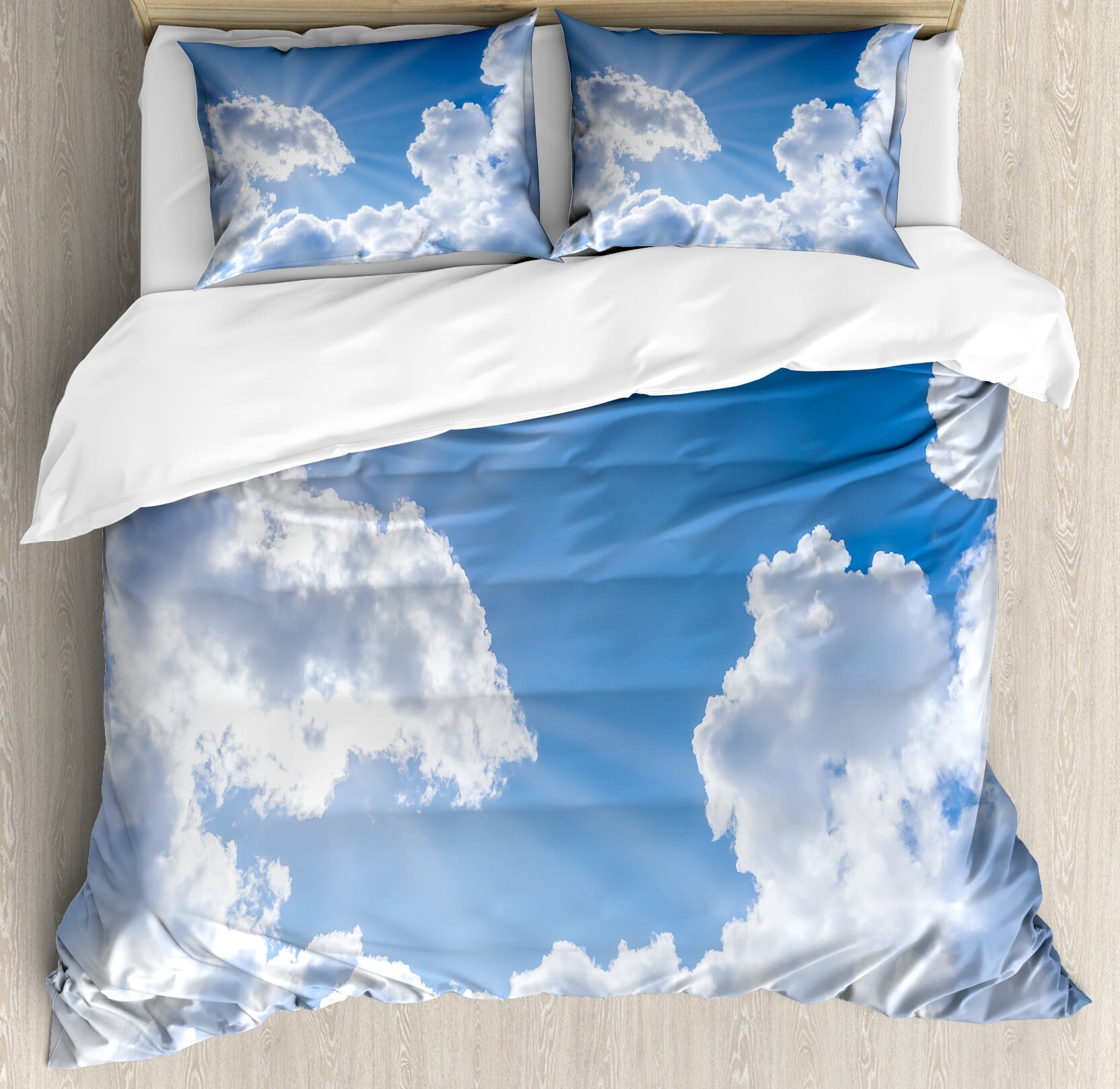 Landscape Duvet Cover Set, Sun Rays Breaking Through the Clouds ...