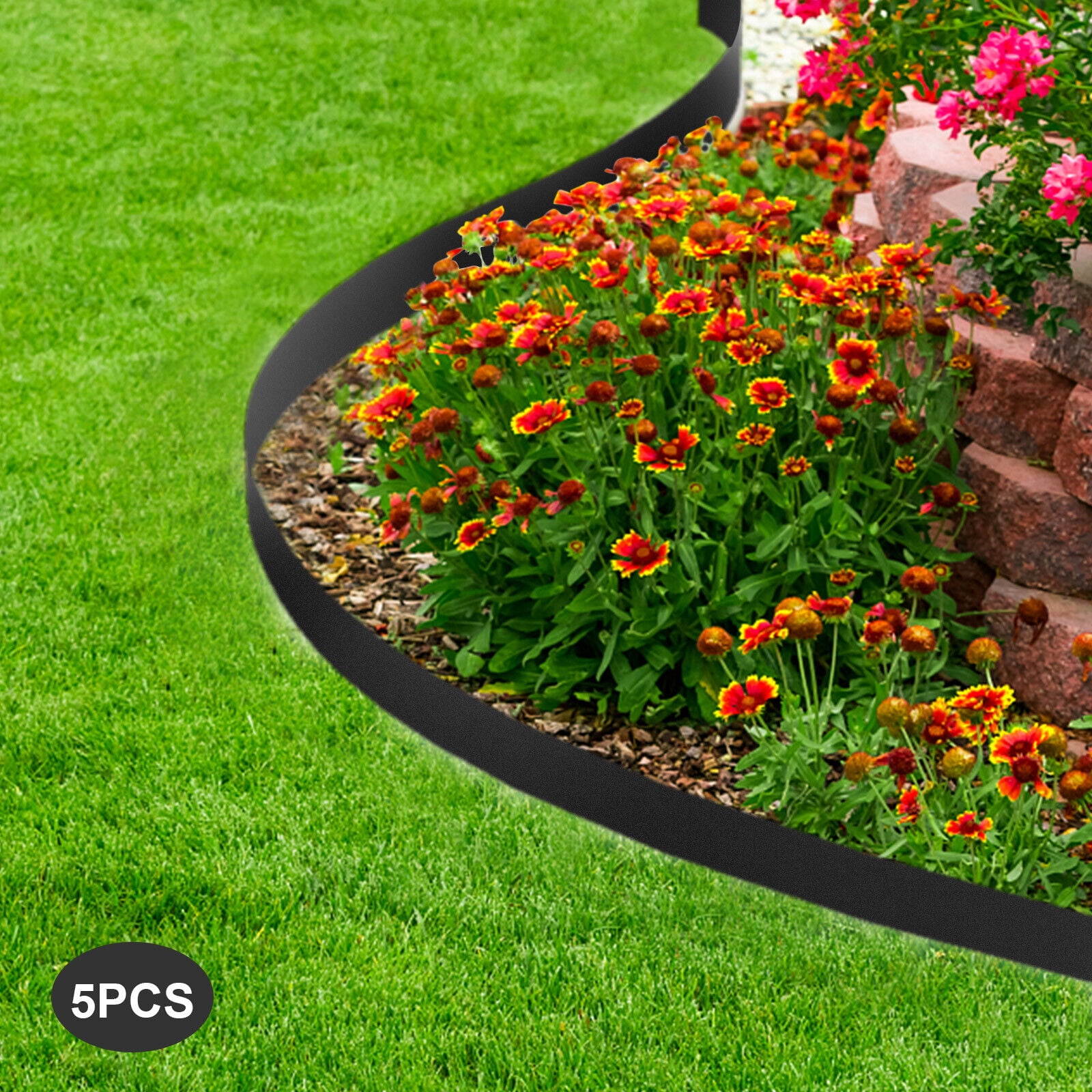 Landscape Edging Barrier Metal Lawn Border Edging Bendable Barrier 5pcs ...