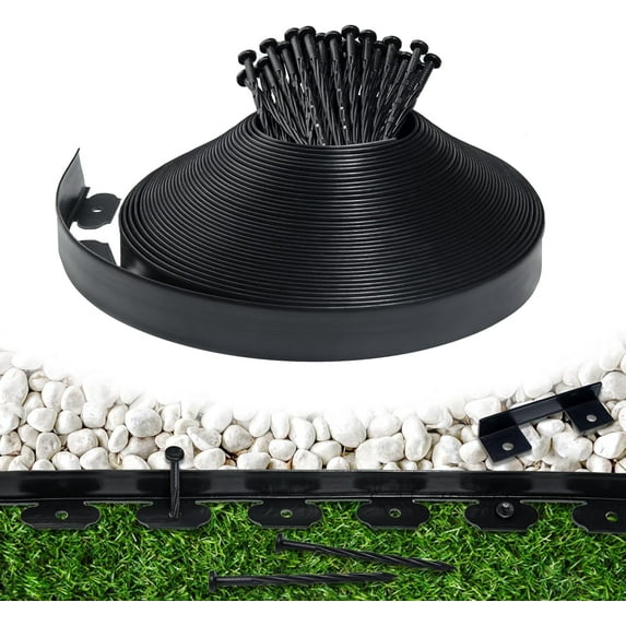 Landscape Edging Border 100 FT 2 Inch Tall with 180 Spikes, Plastic ...