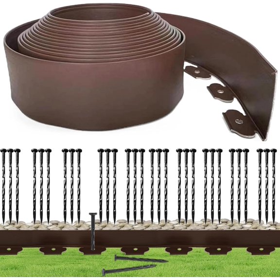 Suncast 20ft Eco Edge Plastic Edging Roll with 2 Connectors, 5-Inch, 4 ...