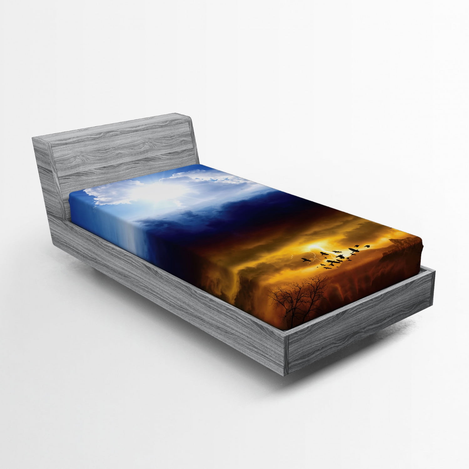 Ambesonne Nature Fitted Sheet, Sun Stormy Sky Heaven, Twin XL Size ...