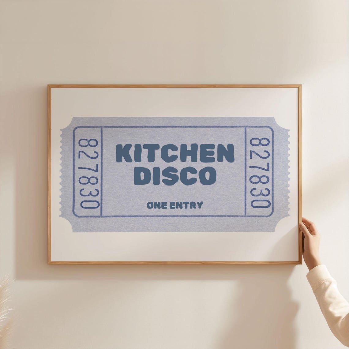 Landscape Horizontal Kitchen Disco Ticket Poster | Blue Kitchen Wall ...