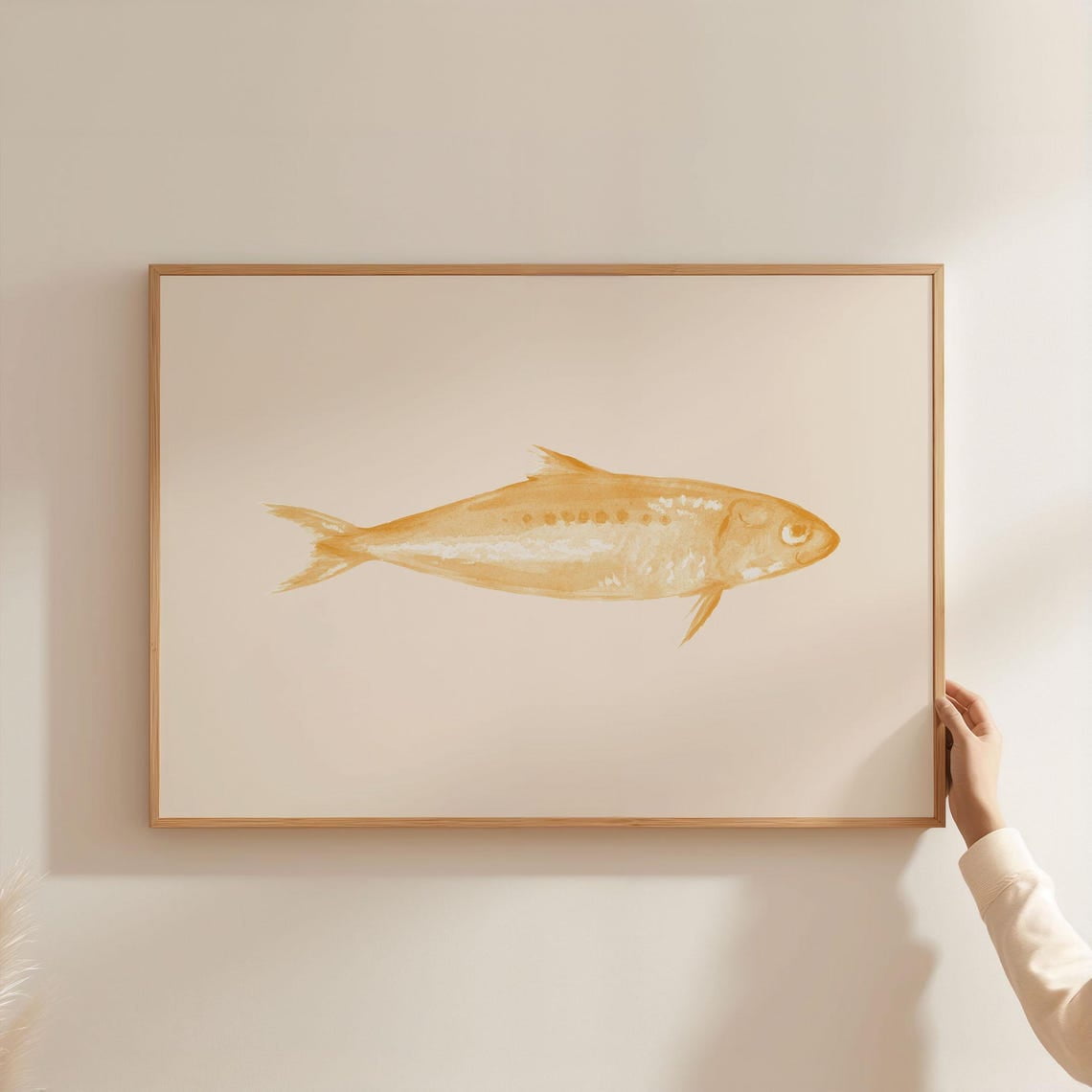 Landscape Horizontal Sardine Fish Wall Art, Yellow Sea Life Marine ...