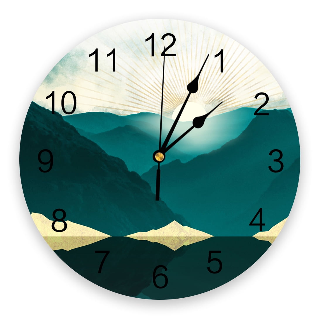 Landscape Ink PVC No Ticking Wall Clock Wall r Kitchen Digital Clock ...