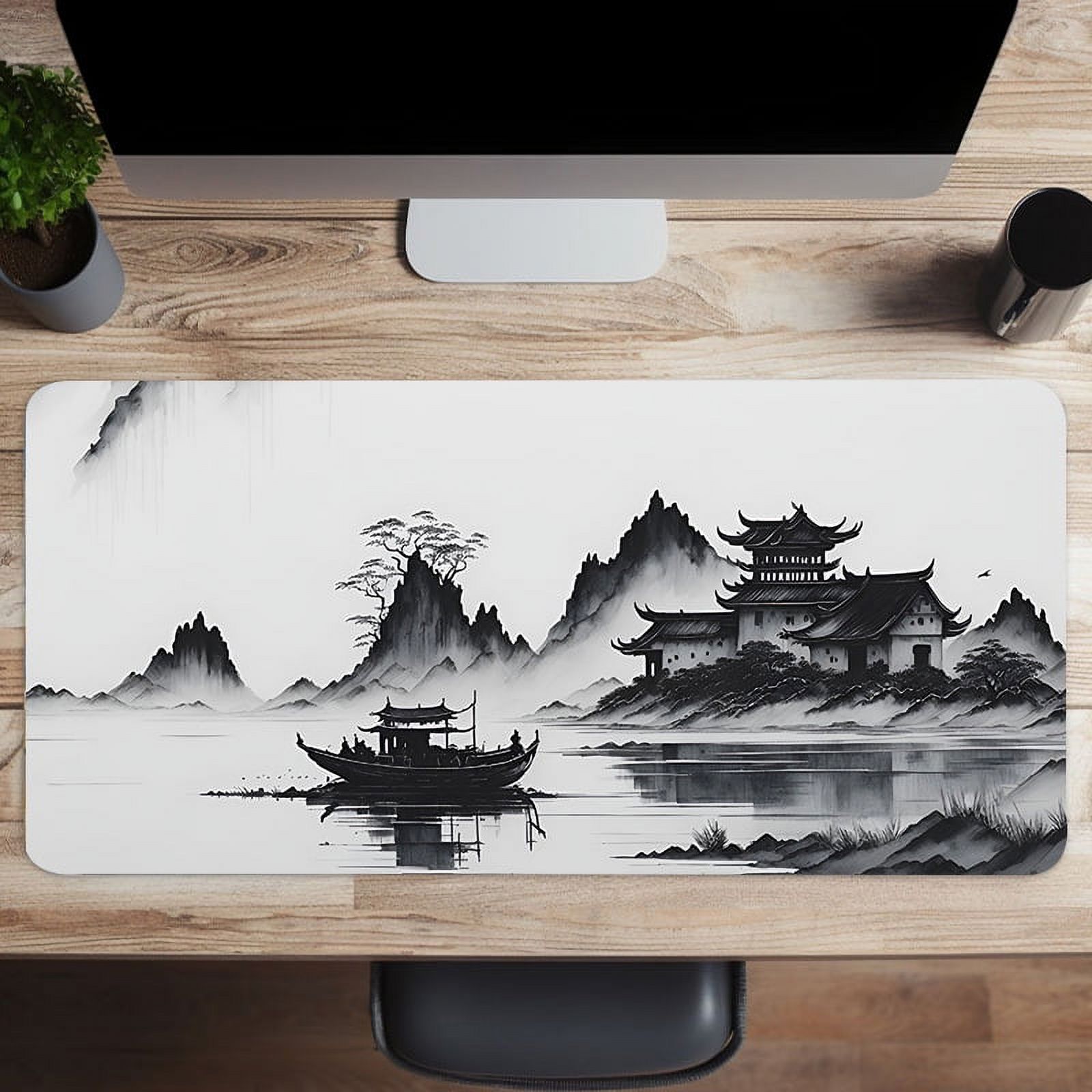 Landscape Ink Painting Large Gaming Mouse Pad Computer HD Keyboard Pad ...