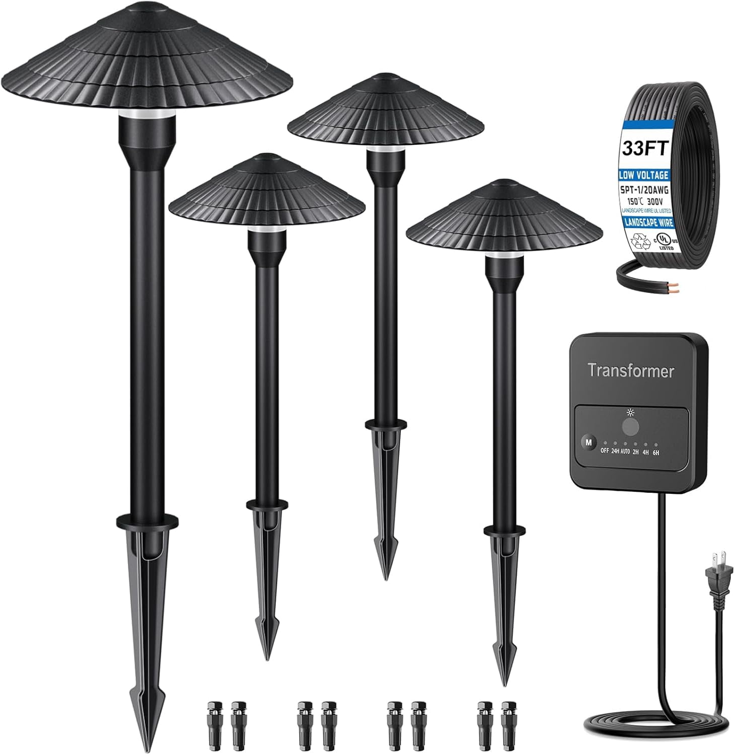 Landscape Lighting Pathway Lights 4 Pack, 5W Low Voltage LED Outdoor ...