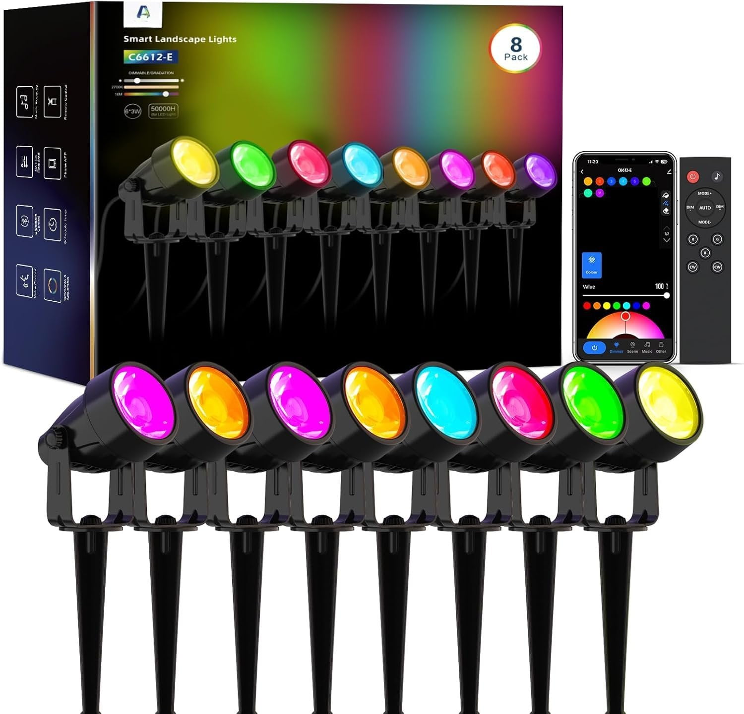 Landscape Lighting, RGBW Color Changing Low Landscape Lights with APP ...