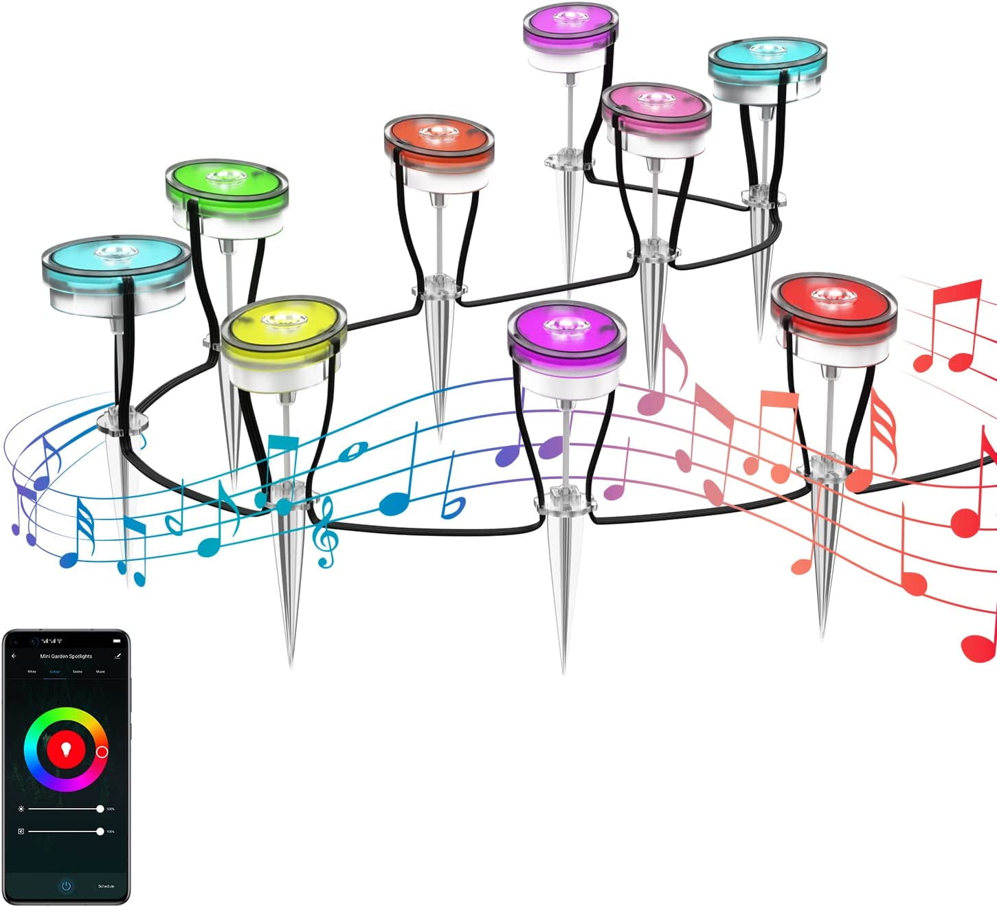 HYDONG 9 LED Ground Lights, Bluetooth Control, IP65 Waterproof for Yard ...